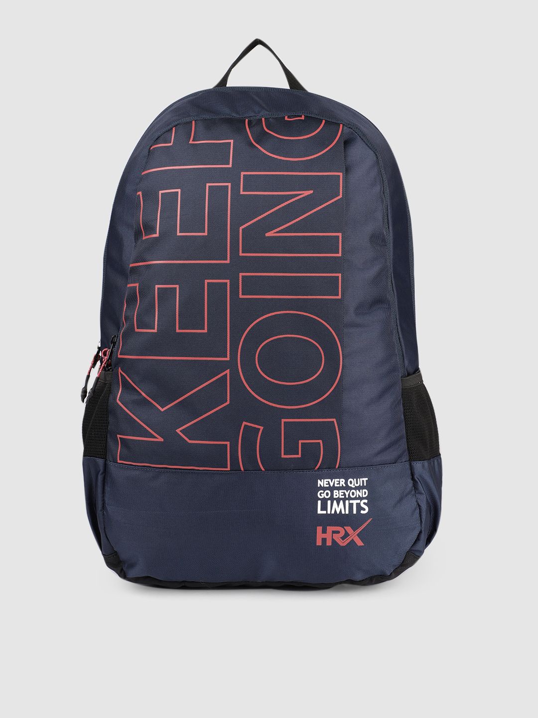 HRX by Hrithik Roshan Unisex Navy Blue Typography Glacier Backpack ...