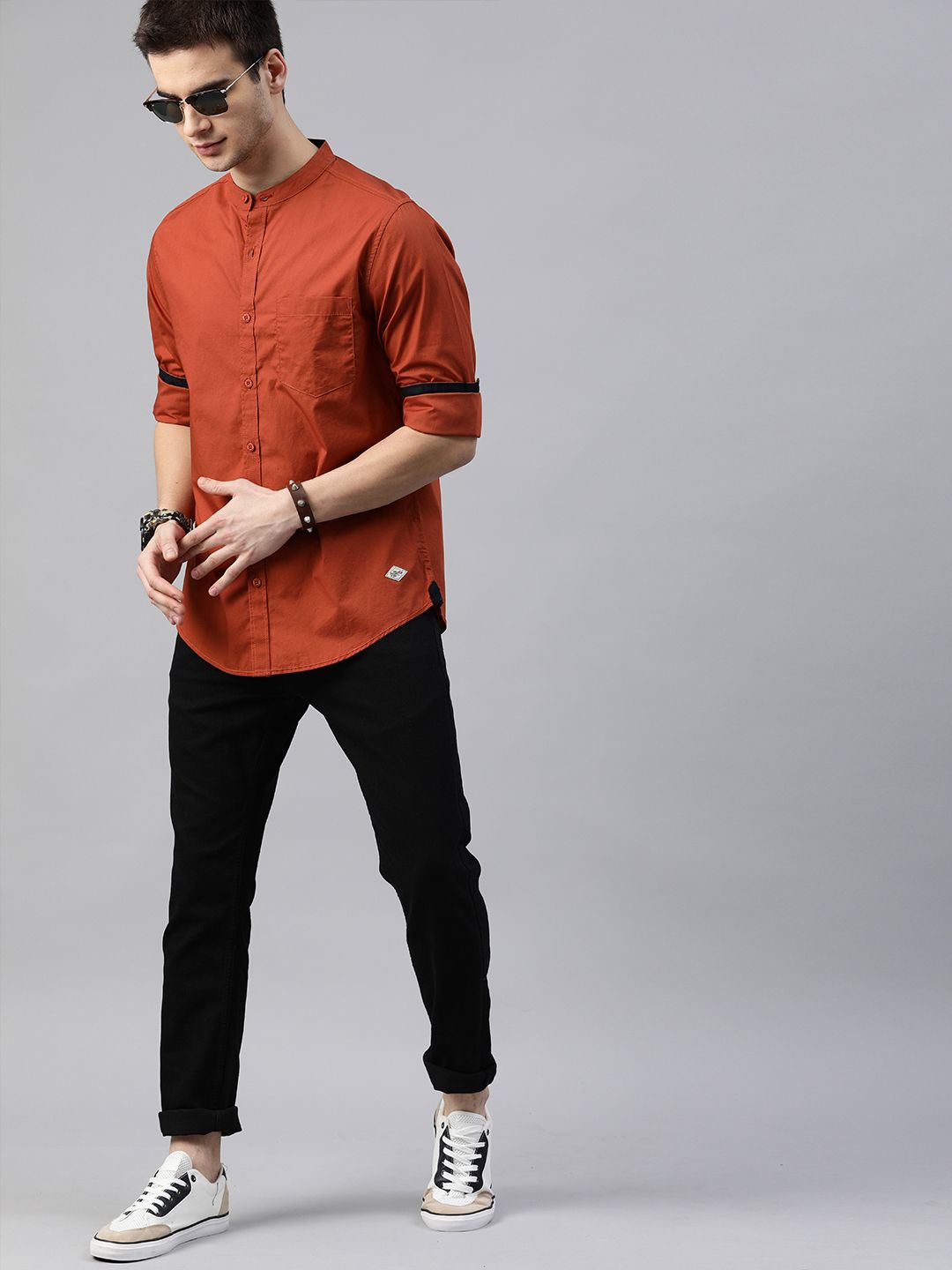 Buy Roadster Men Rust Regular Fit Solid Casual Shirt - Shirts for Men ...