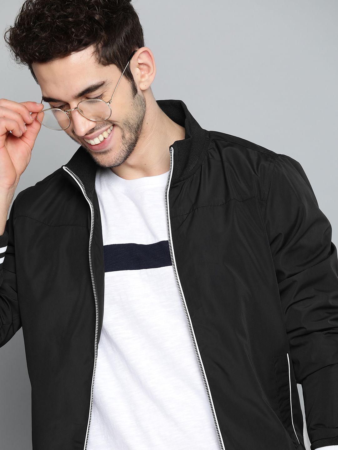 Mast & Harbour Men Black Solid Bomber Jacket - Price History