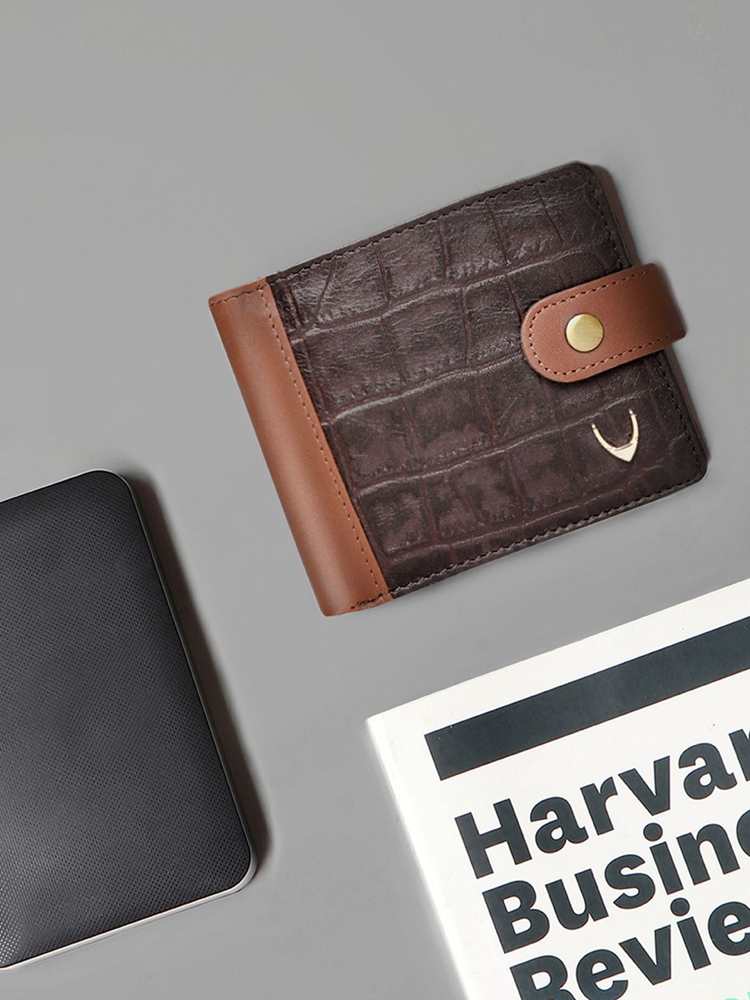 Hidesign Men Brown Croc Skin Textured Two Fold Wallet - Price History