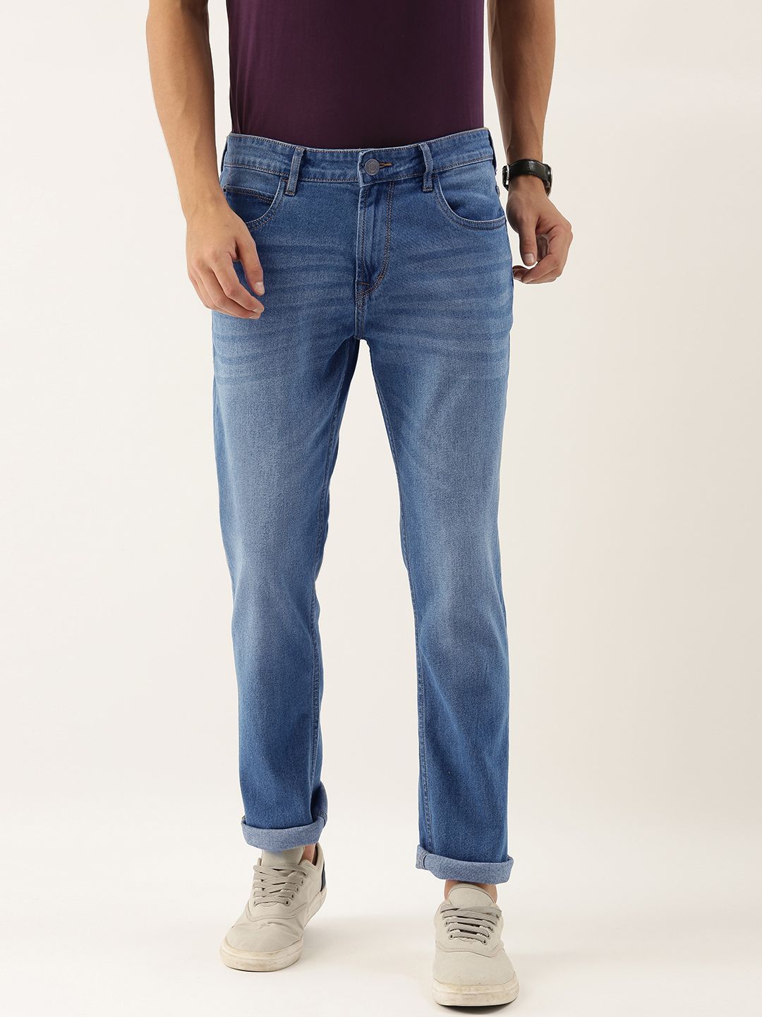 INVICTUS Men Blue Slim Fit Light Fade Stretchable Jeans - Price History