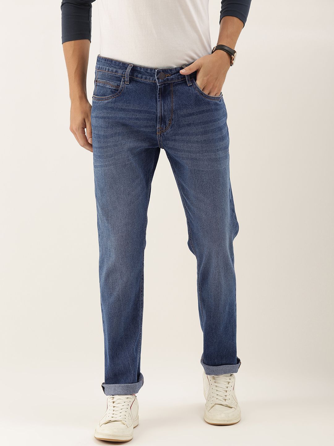 INVICTUS Men Blue Slim Fit Light Fade Stretchable Jeans - Price History