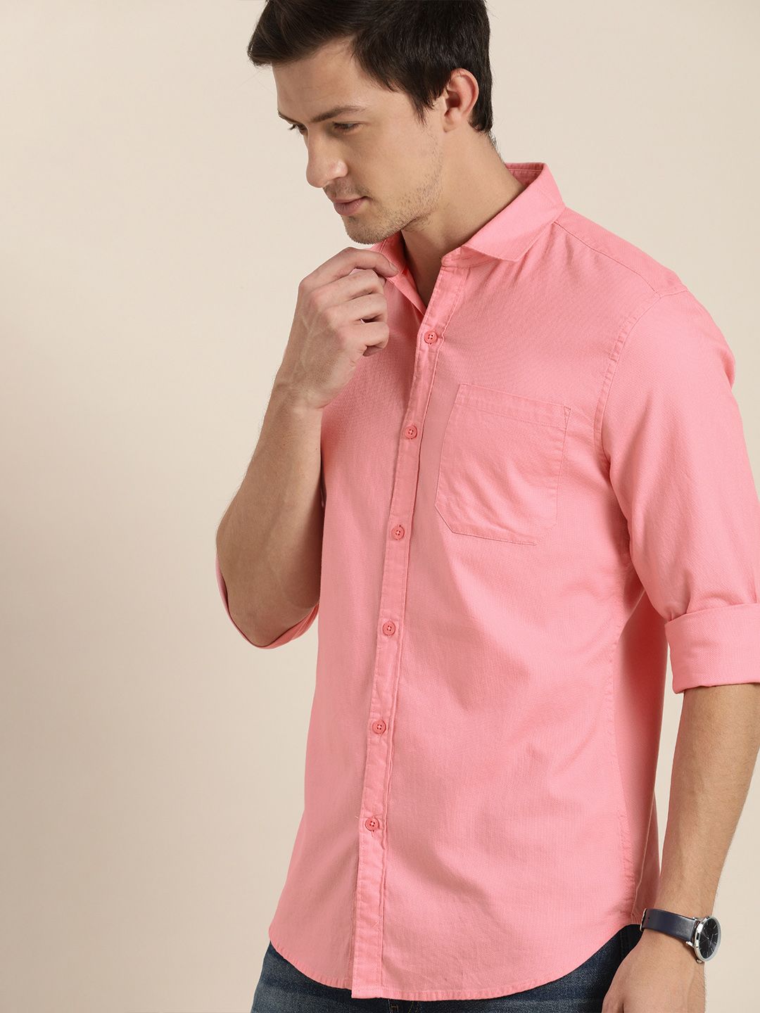 INVICTUS Men Pink Slim Fit Solid Shirt - Price History