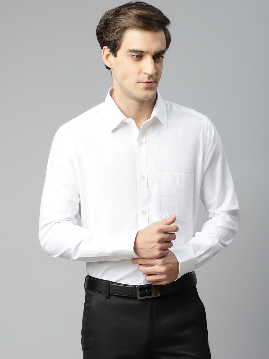 Raymond Men White Pure Cotton Slim Fit Solid Formal Shirt - Price History