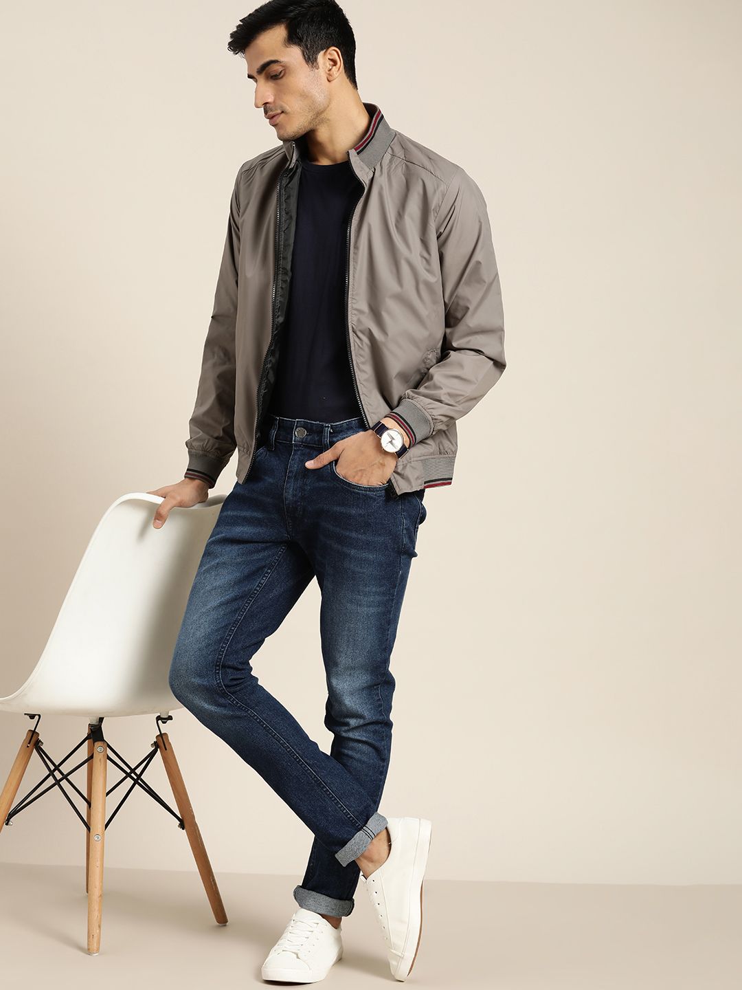 INVICTUS Men Grey Solid Bomber Jacket - Price History