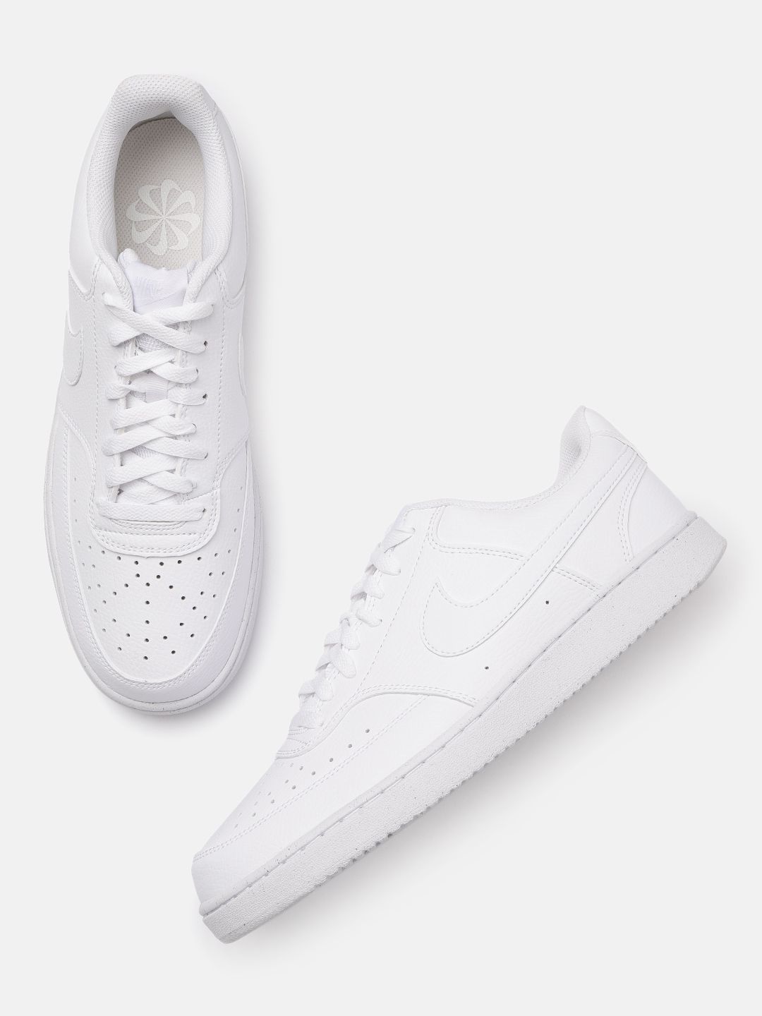 Nike Men White COURT VISION Perforations Sneakers - Price History