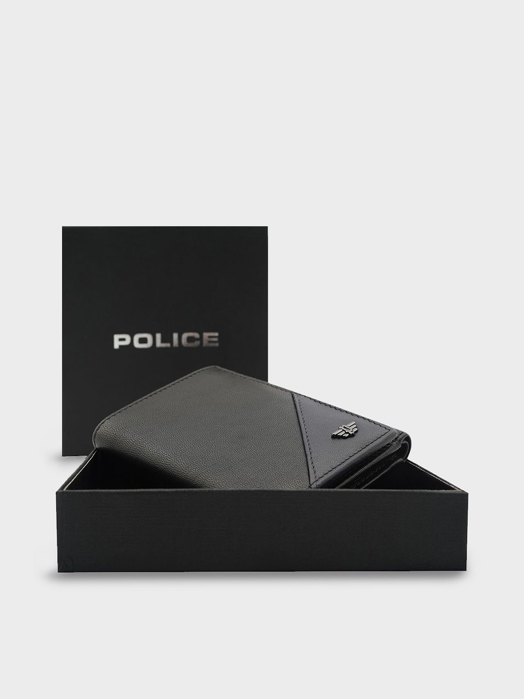 Police Men Black Solid Leather Three Fold Wallet - Price History