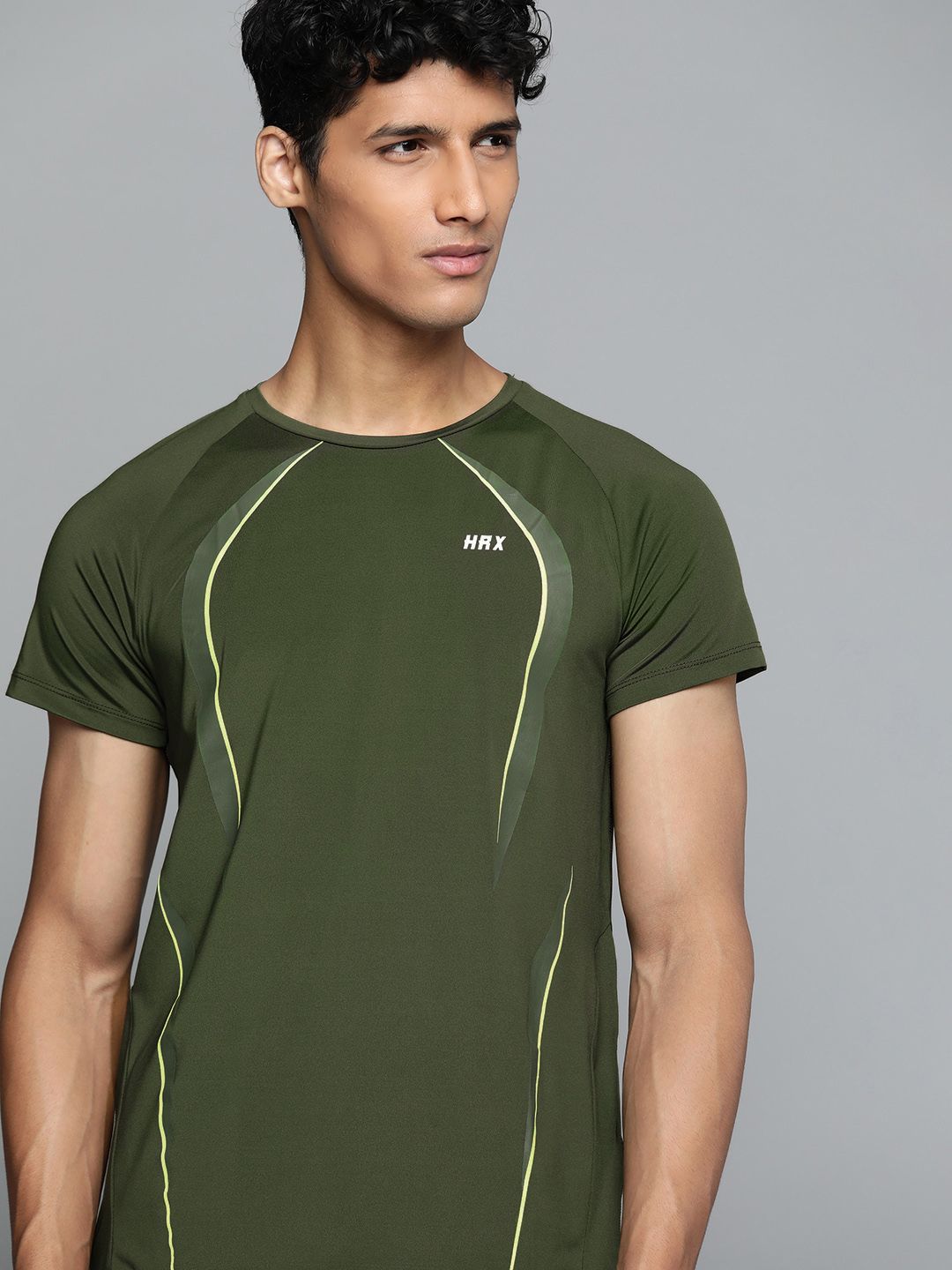 HRX By Hrithik Roshan Training Men Kombu Green Rapid-Dry Typography ...