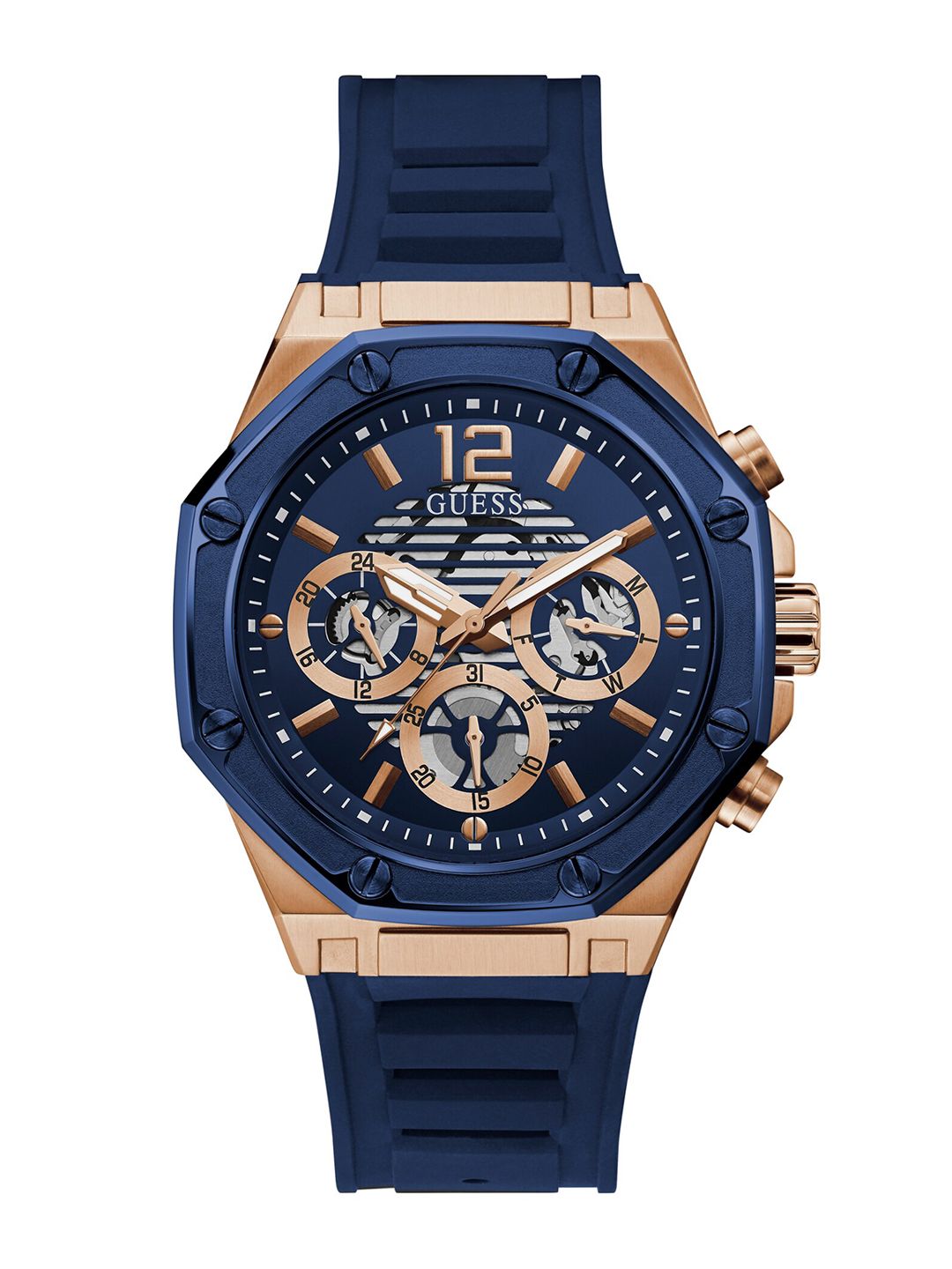 GUESS Men Blue Dial & Blue Wrap Around Straps Analogue Automatic Motion ...