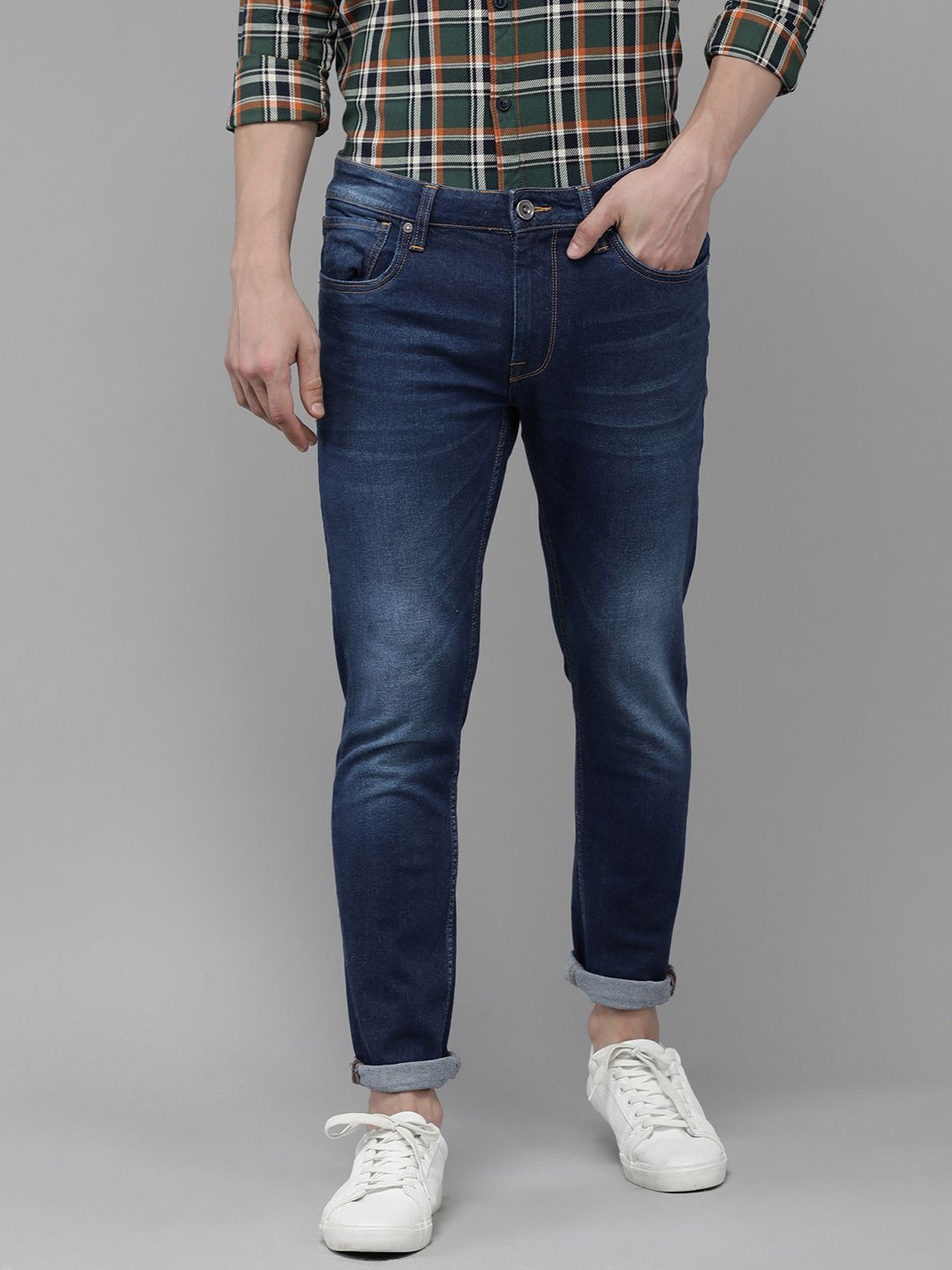 Voi Jeans Men Blue Skin Tight Skinny Fit Heavy Fade Stretchable Jeans ...