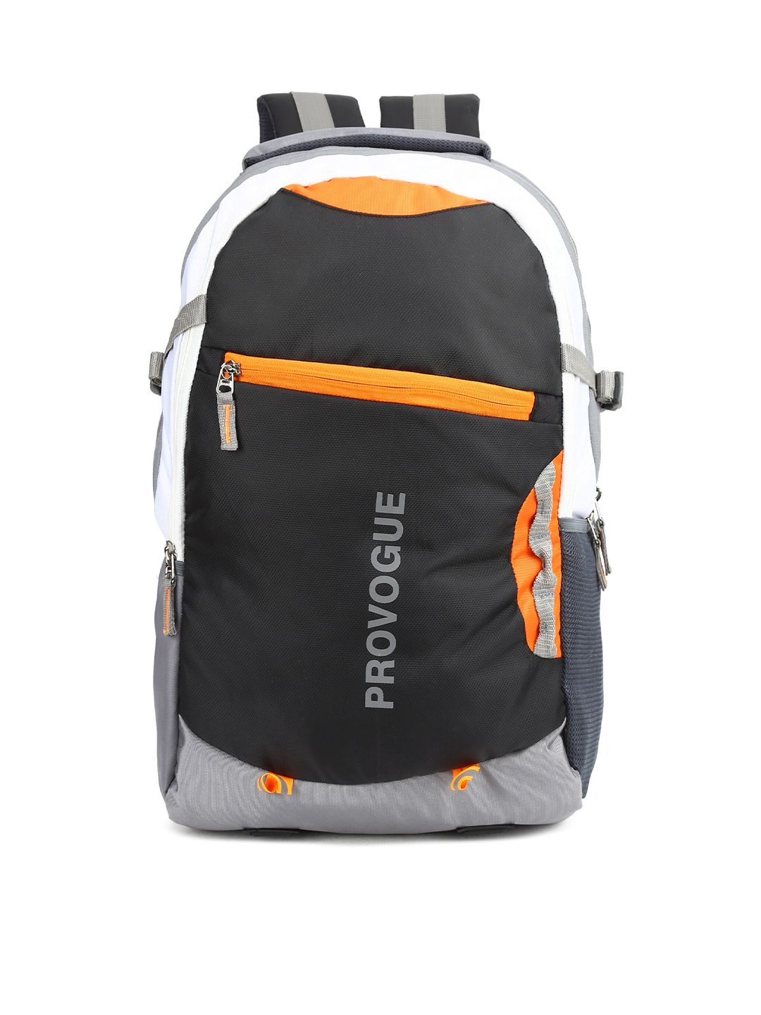 Provogue Unisex Grey & Black Colourblocked Backpack With Rain Cover ...