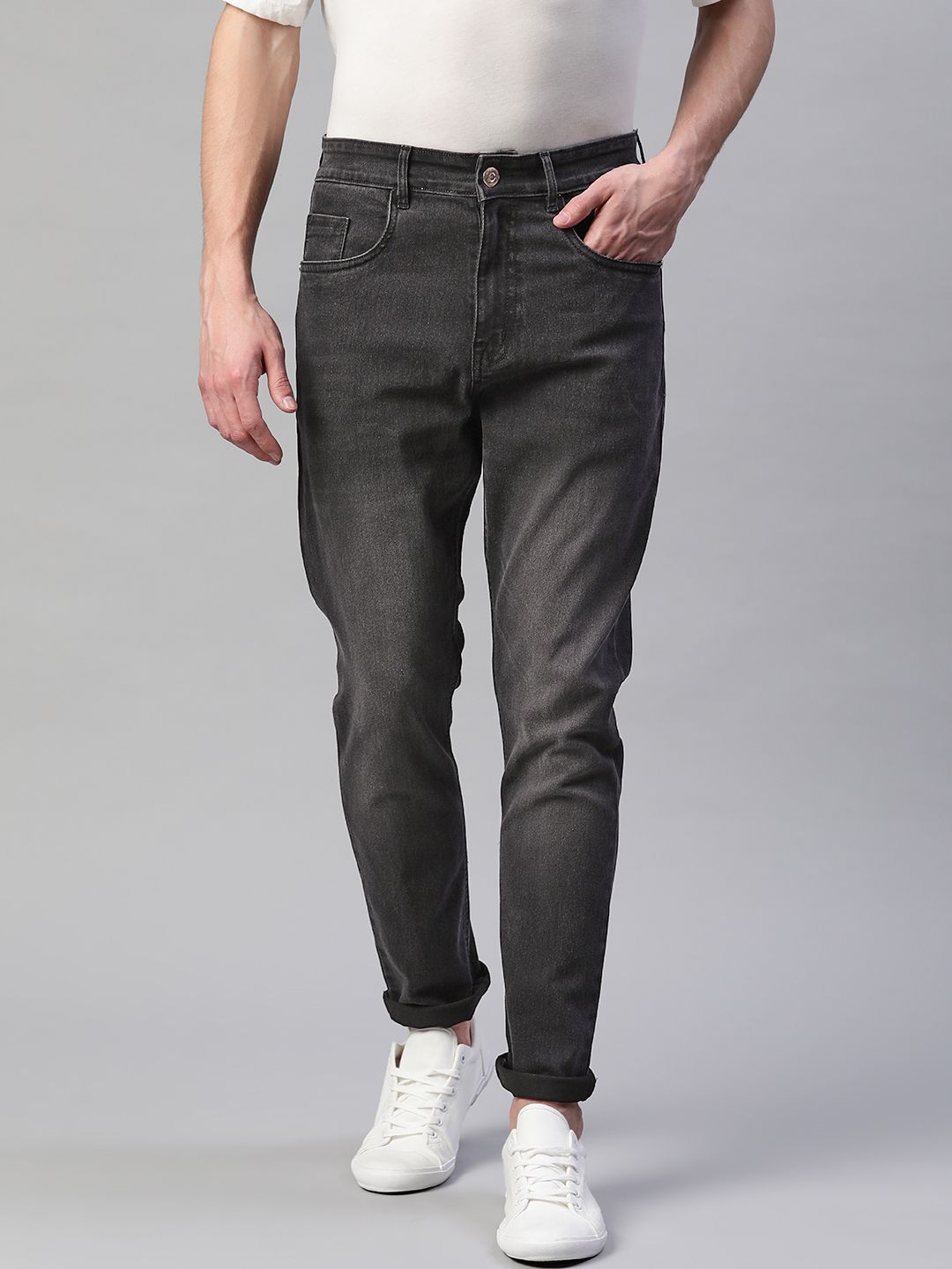 Hubberholme Men Black Slim Fit Light Fade Stretchable Jeans - Price History