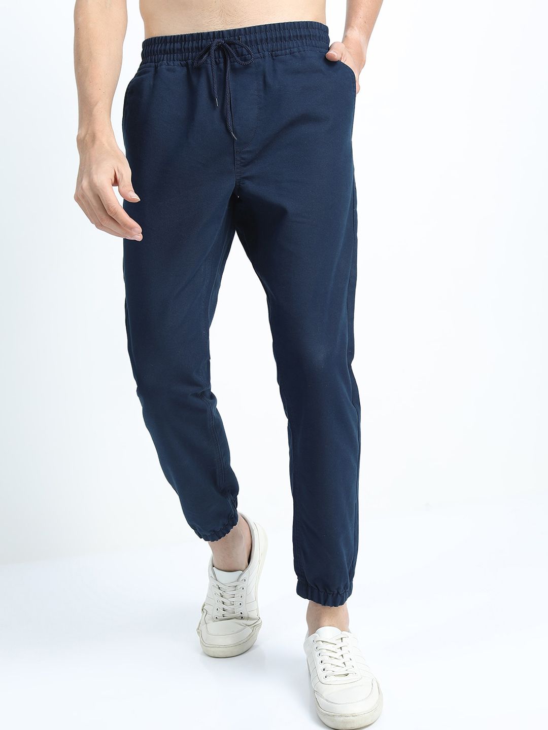 KETCH Men Navy Blue Solid Joggers Trousers - Price History