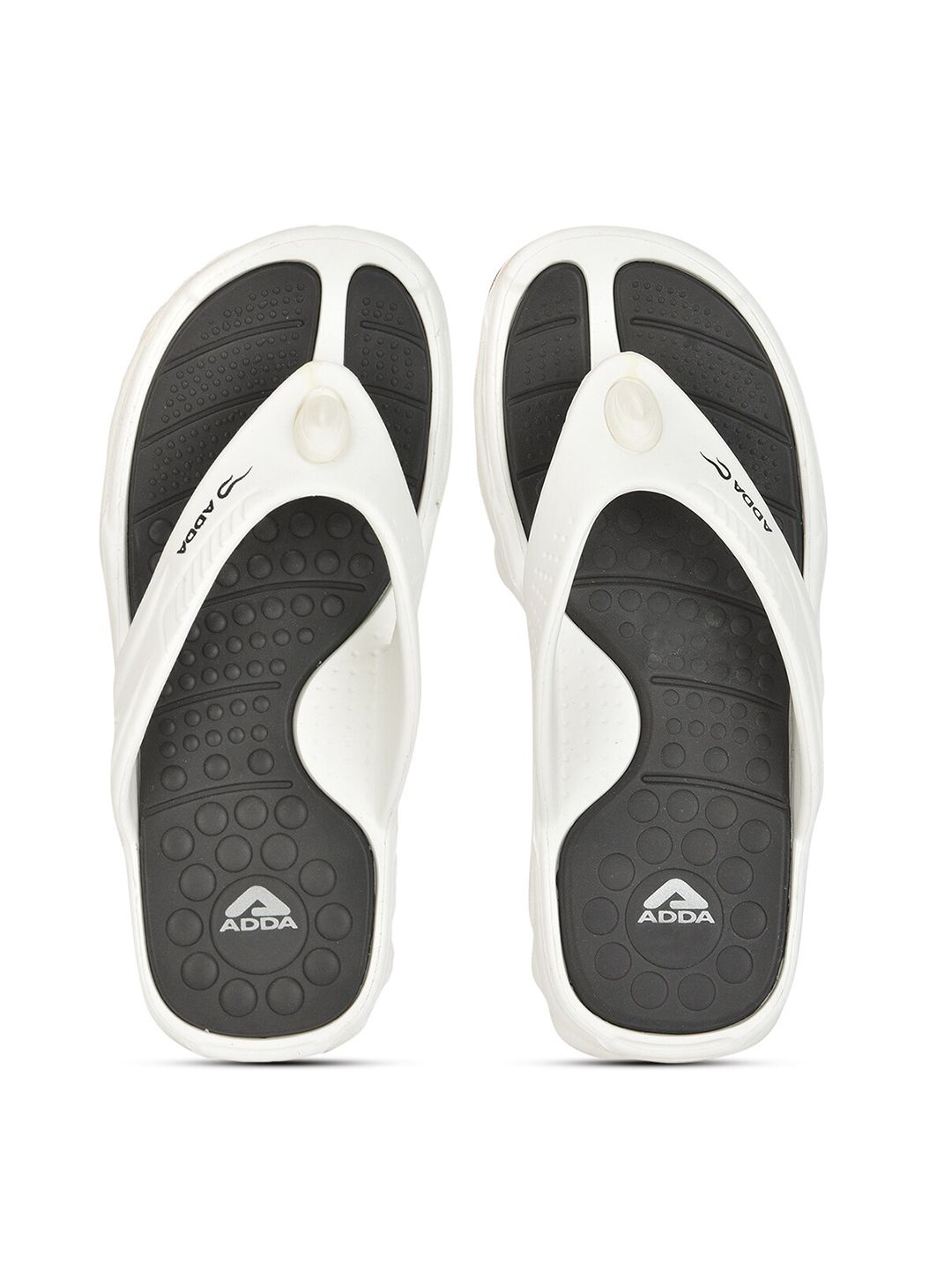 Adda Men Black & White Rubber Thong Flip-Flops - Price History