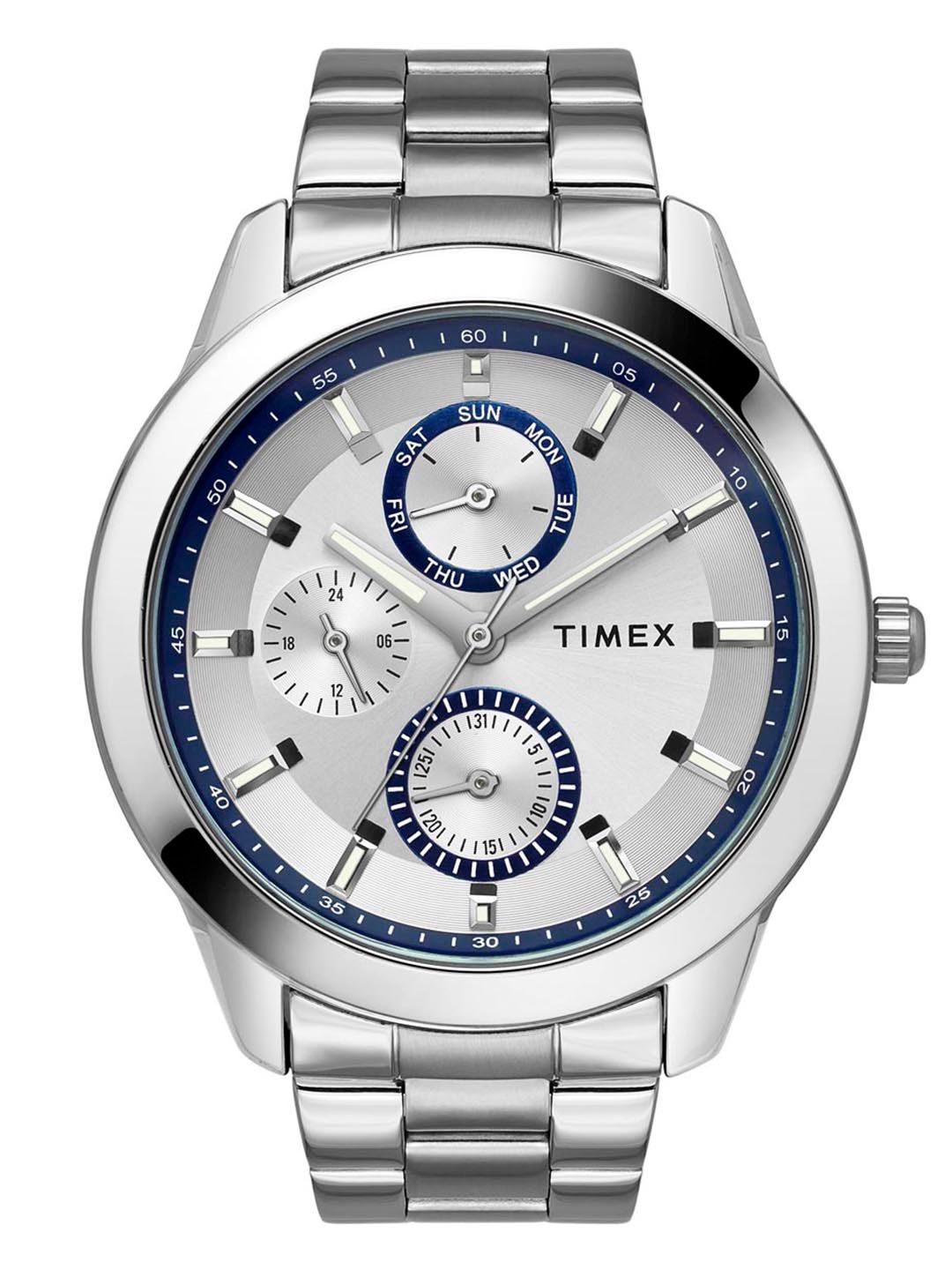 Timex Men White Dial & Gold Toned Stainless Steel Analogue Multi ...