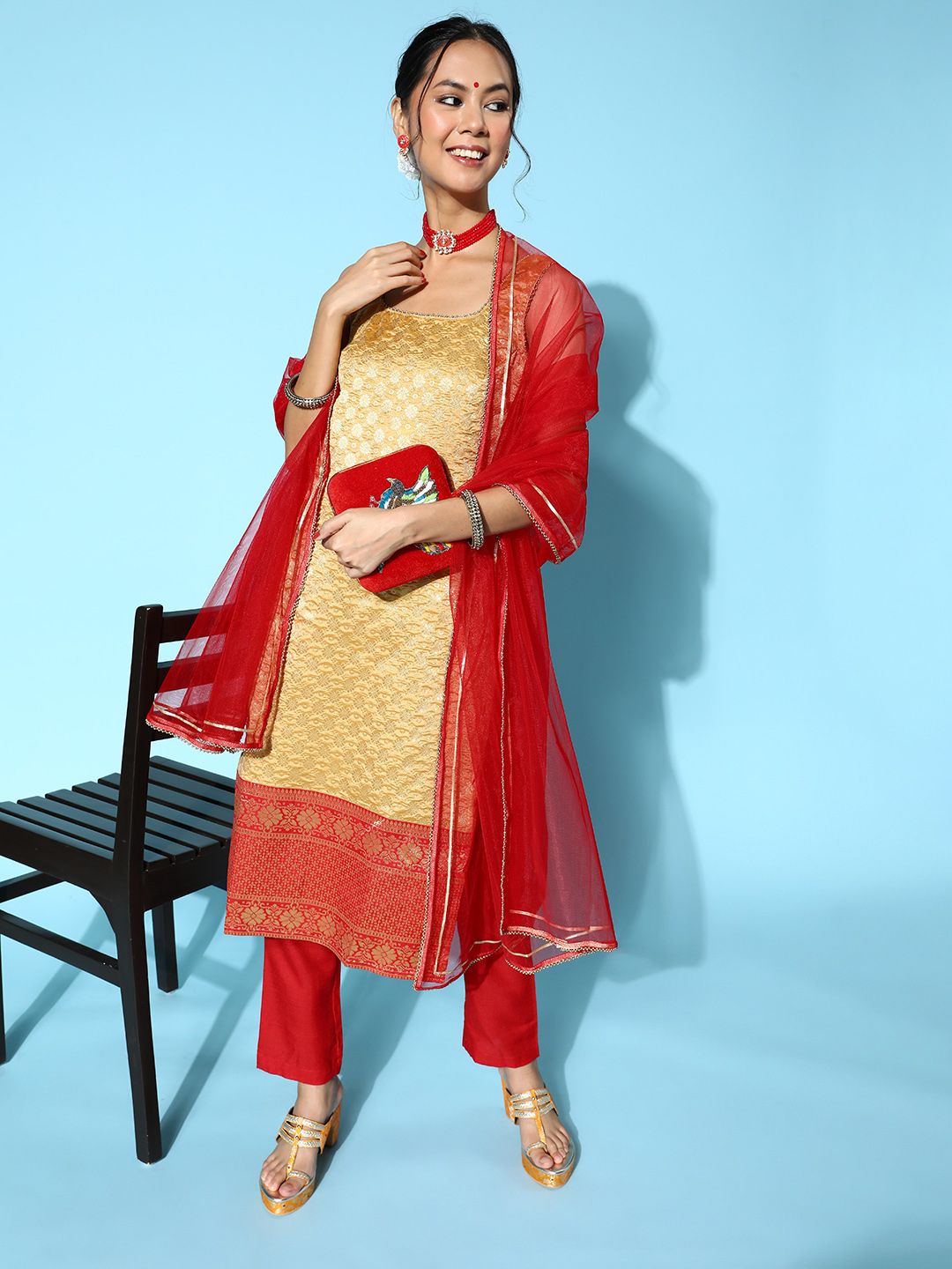 SAVE ₹4340 on Inddus Women Woven Design Silk Blend Ethereal Embroidery ...