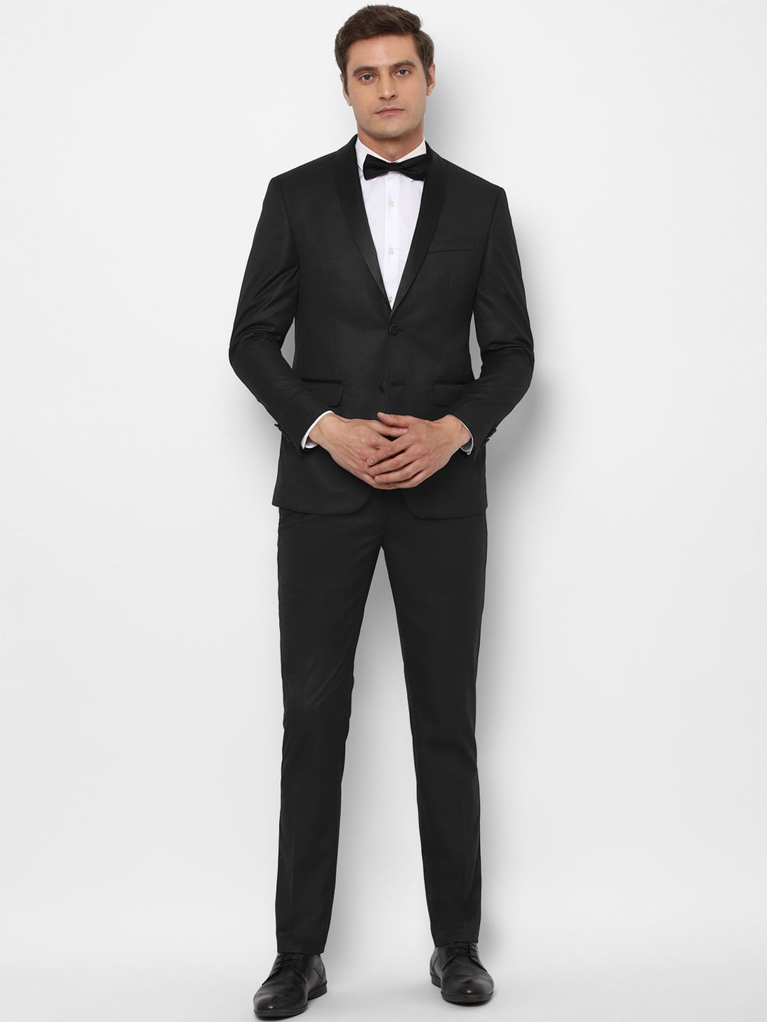 Louis Philippe Men Black Solid Slim Fit Single Breasted Party Suit