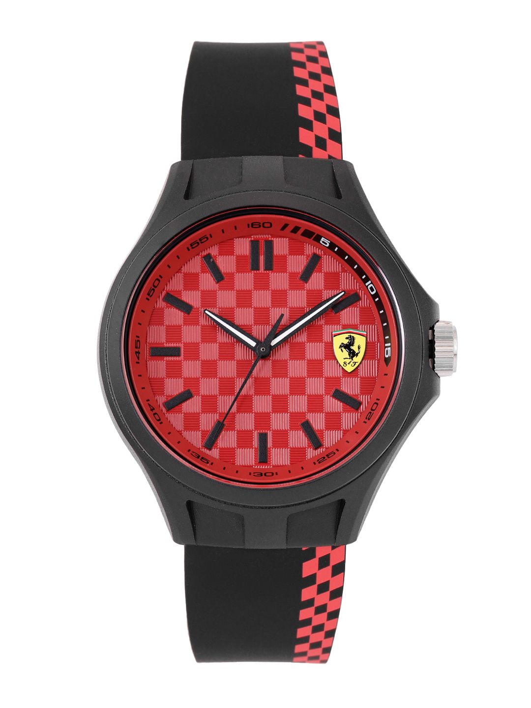 SCUDERIA FERRARI Men Red Brass Patterned Dial & Multicoloured Straps ...
