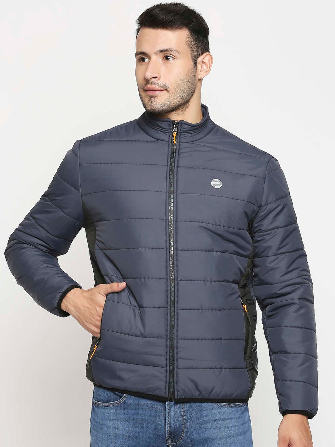Pepe Jeans Men Navy Blue Quilted Jacket - Price History