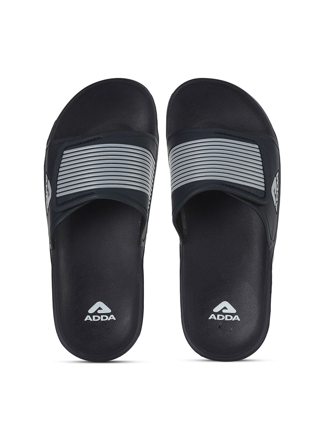 Adda Men Navy Blue & White Striped Rubber Sliders - Price History