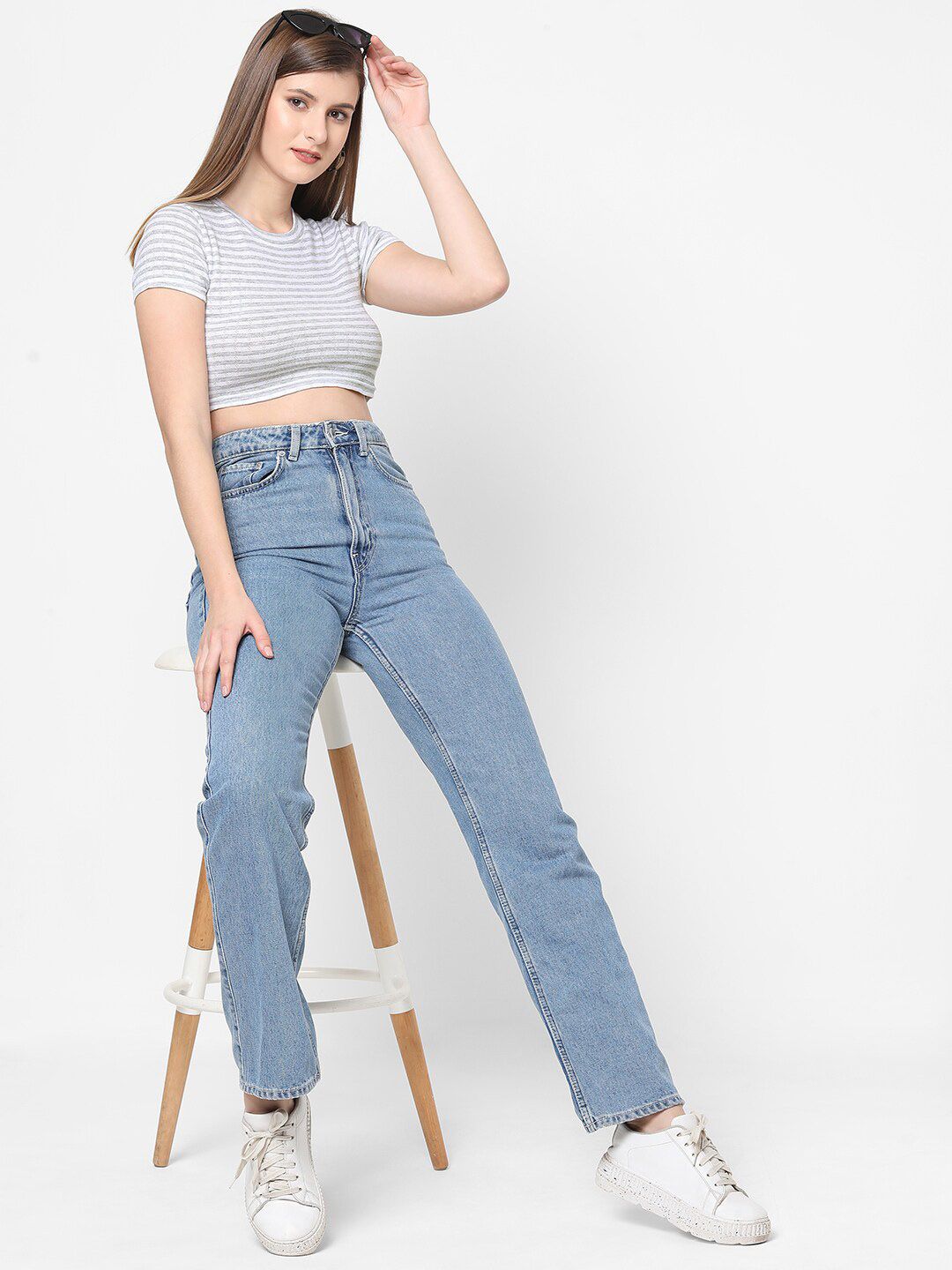 Buy VASTRADO Women Grey Striped Pure Cotton Crop Top - Tops for Women 18360844 | Myntra