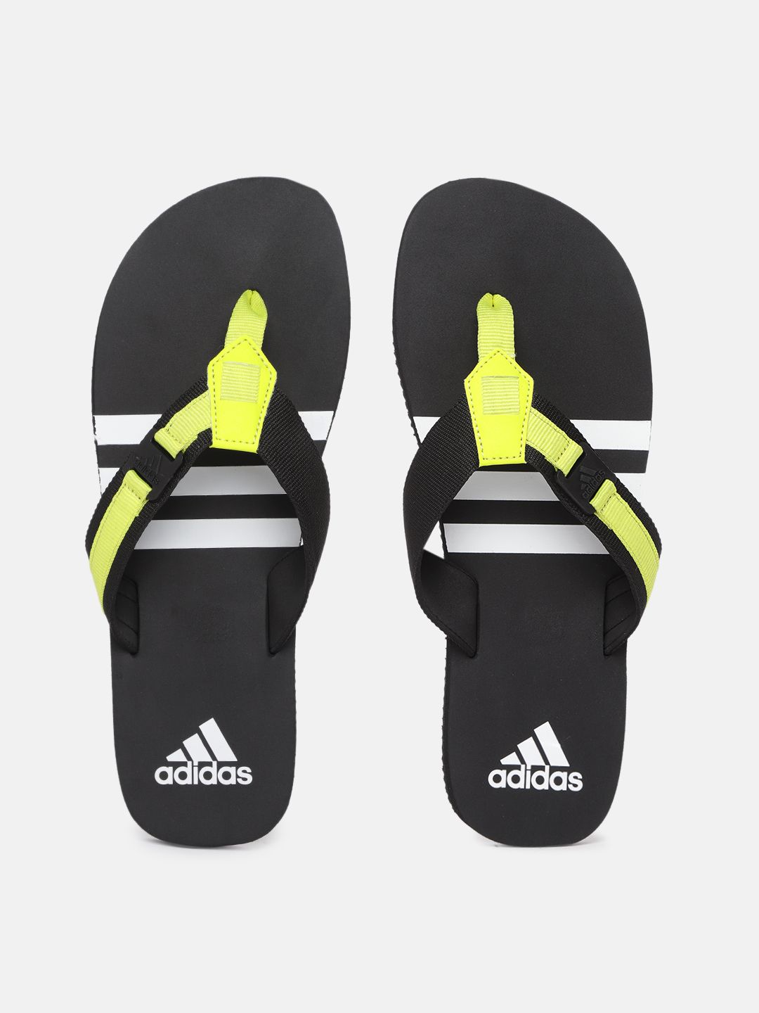 ADIDAS Men Black & Yellow Solid Thong Flip-Flops - Price History