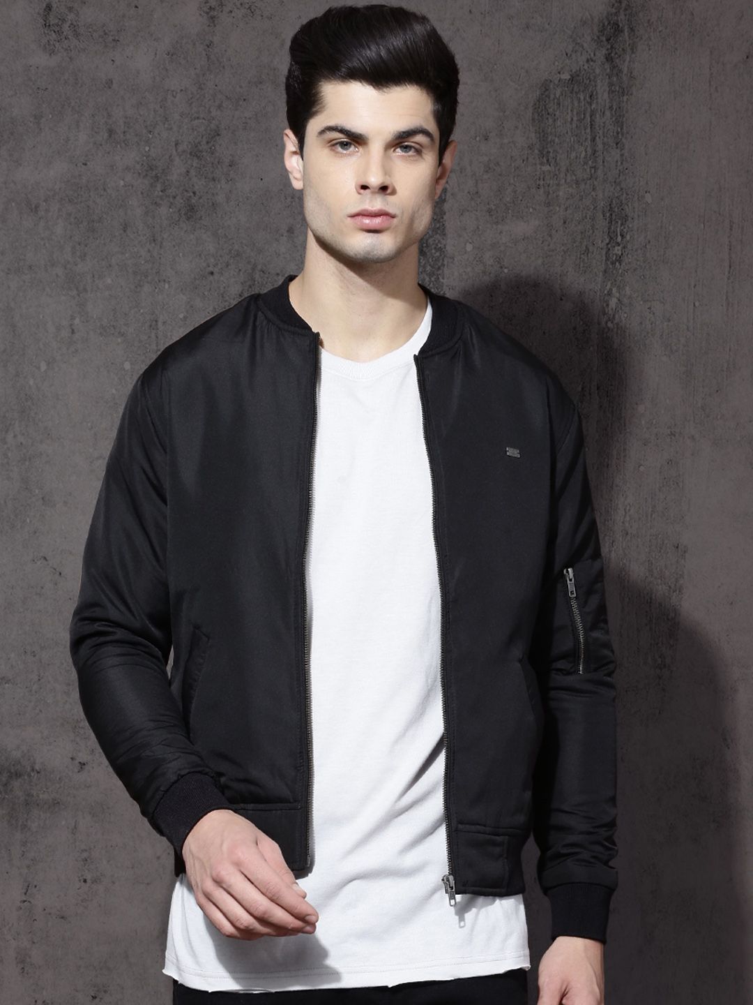 Roadster Men Black Solid Bomber Jacket - Price History