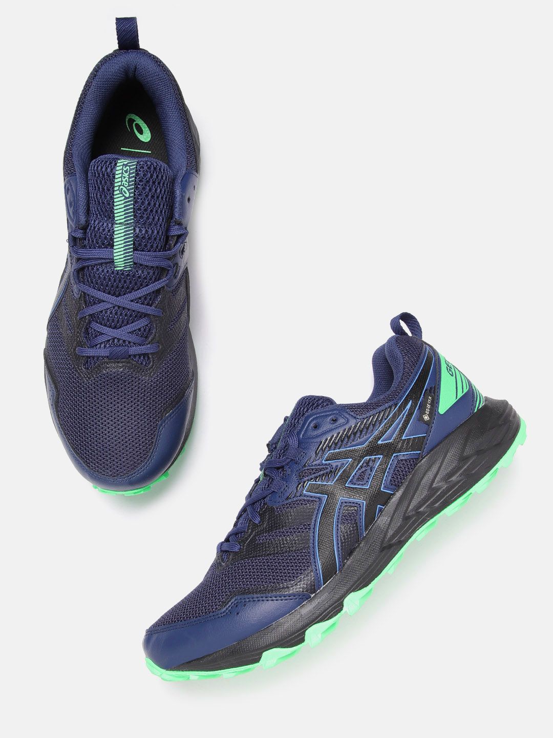 ASICS Men Navy Blue & Black Woven Design Gel-Sonoma 6 G-TX Running ...