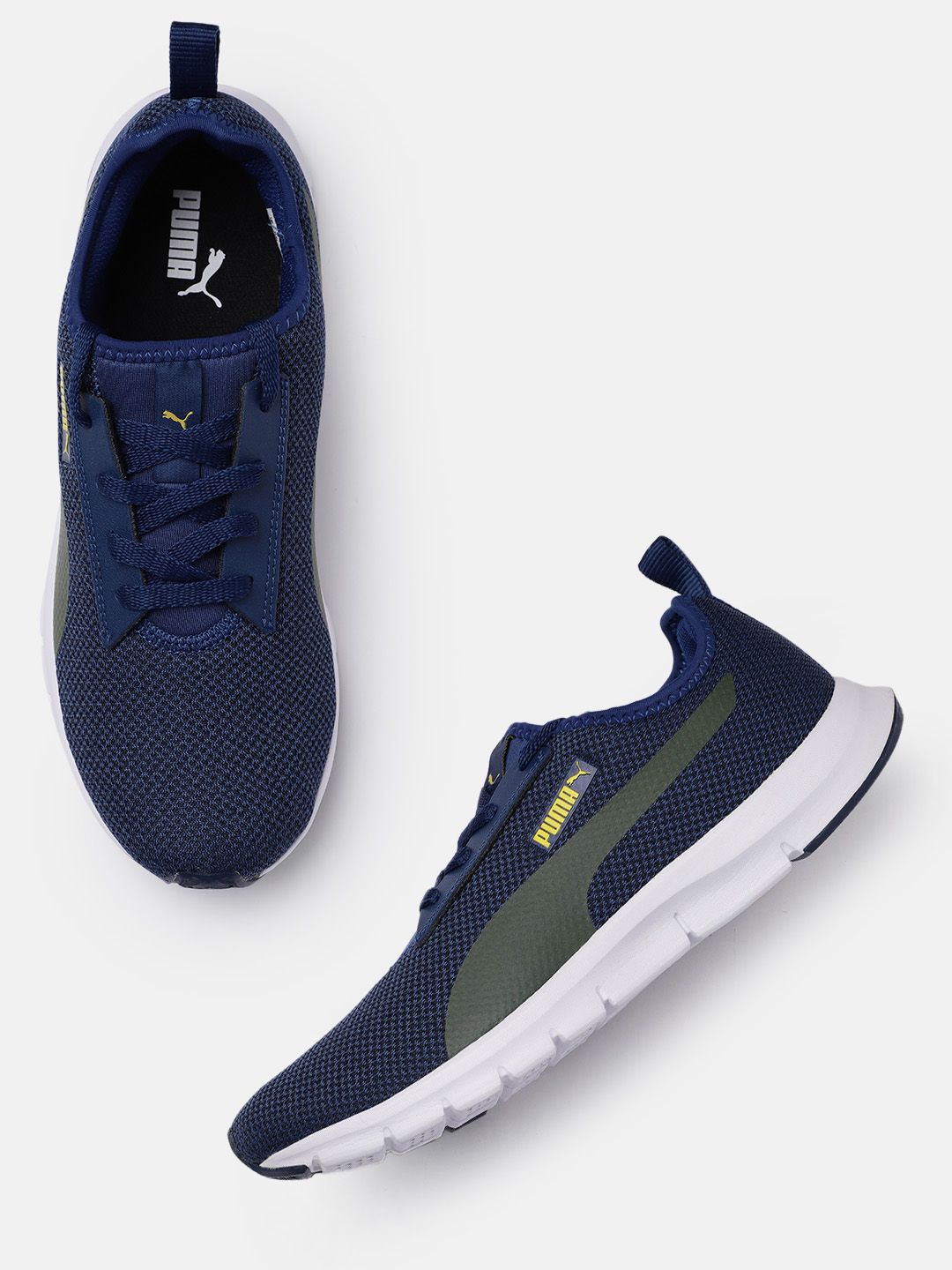 Puma Men Navy Blue Solid Reflex Regular Sneakers - Price History