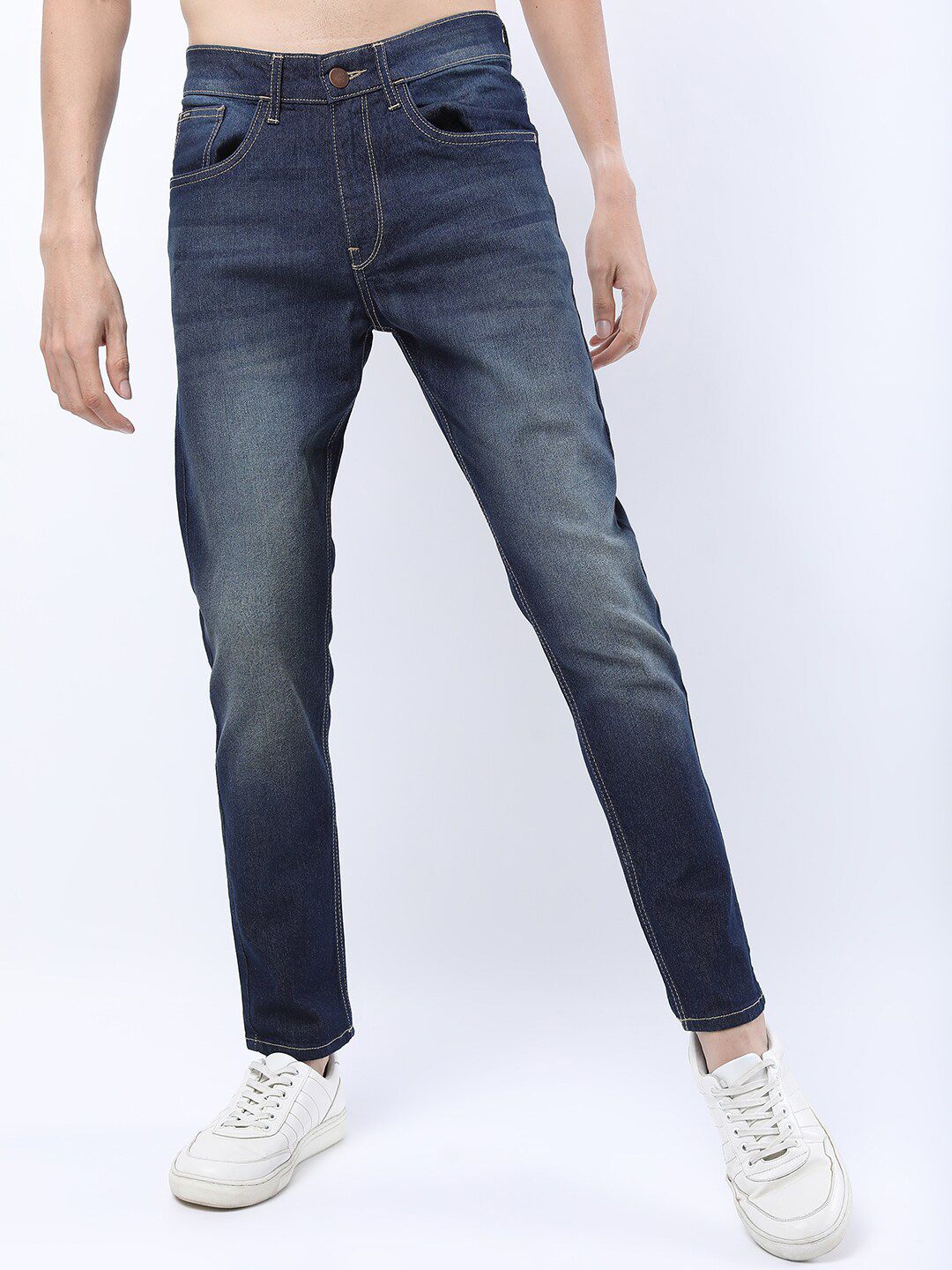 KETCH Men Blue Tapered Fit Clean look Light Fade Stretchable Jeans ...
