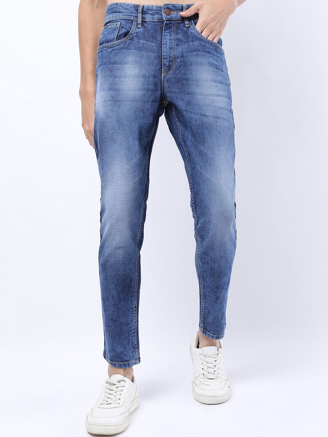 Buy Ketch KETCH Men Blue Tapered Fit Low Distress Heavy Fade ...