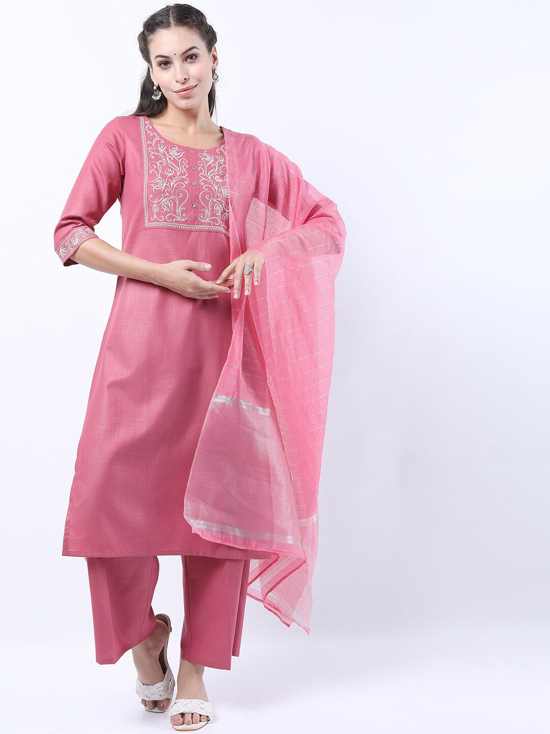 KETCH Women Rose Yoke Design Kurta with Trousers & With Dupatta - Price ...