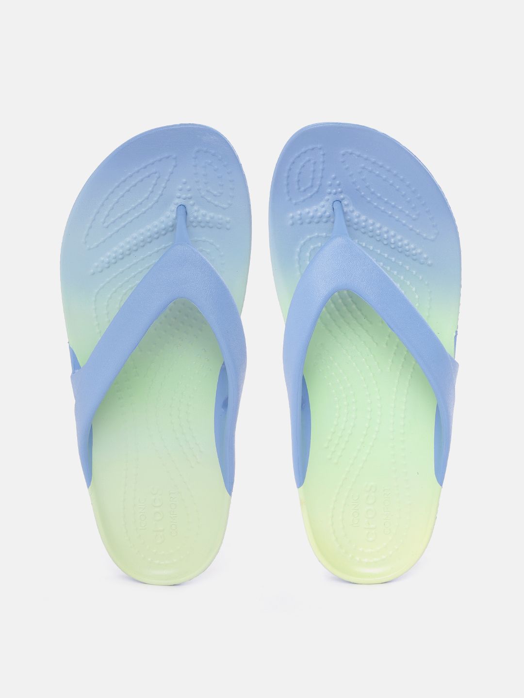 Crocs Women Blue & Green Ombre Print Croslite Thong Flip-Flops - Price ...