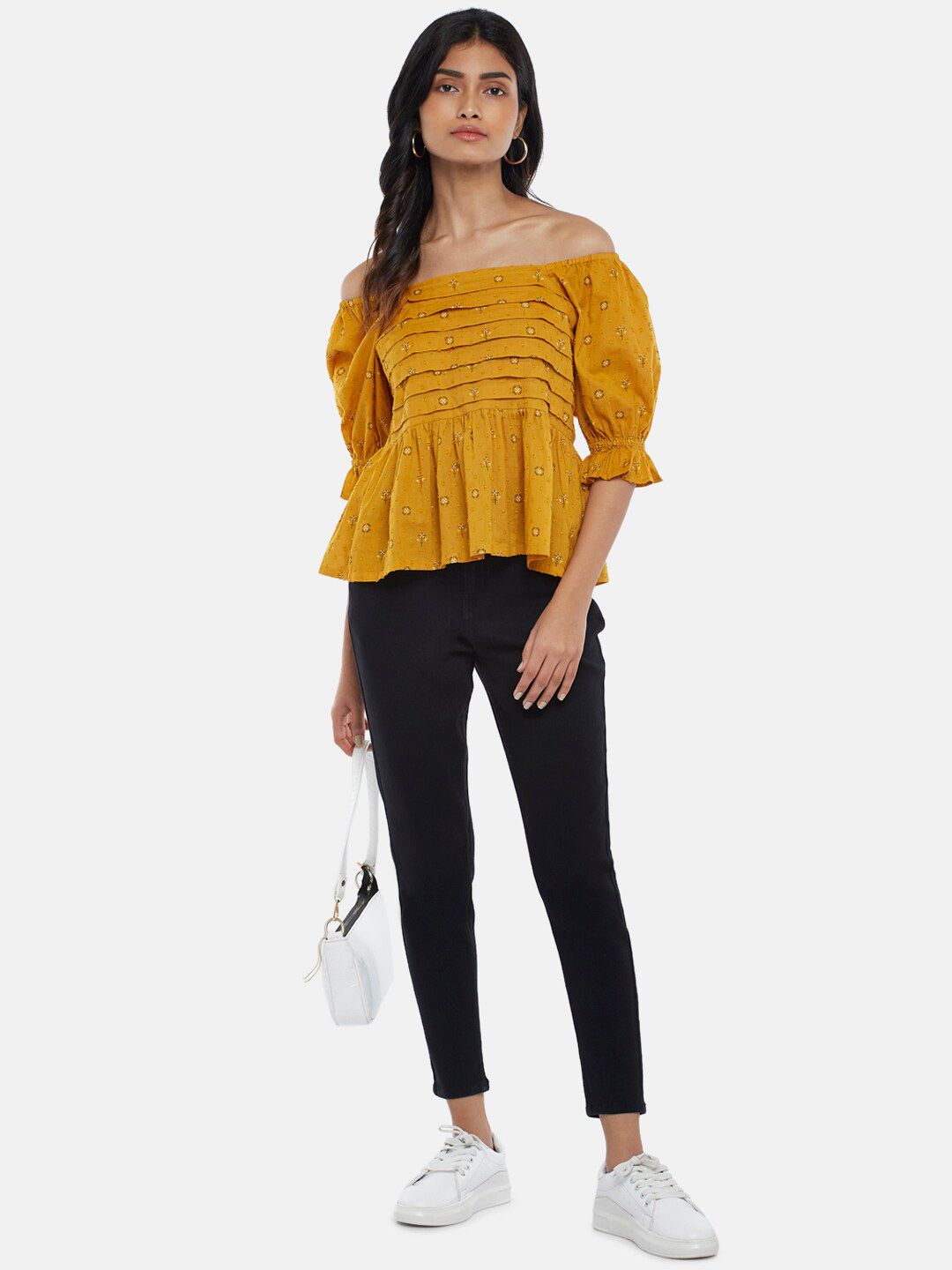 Buy People Women Mustard Yellow Off Shoulder Bardot Top - Tops for ...