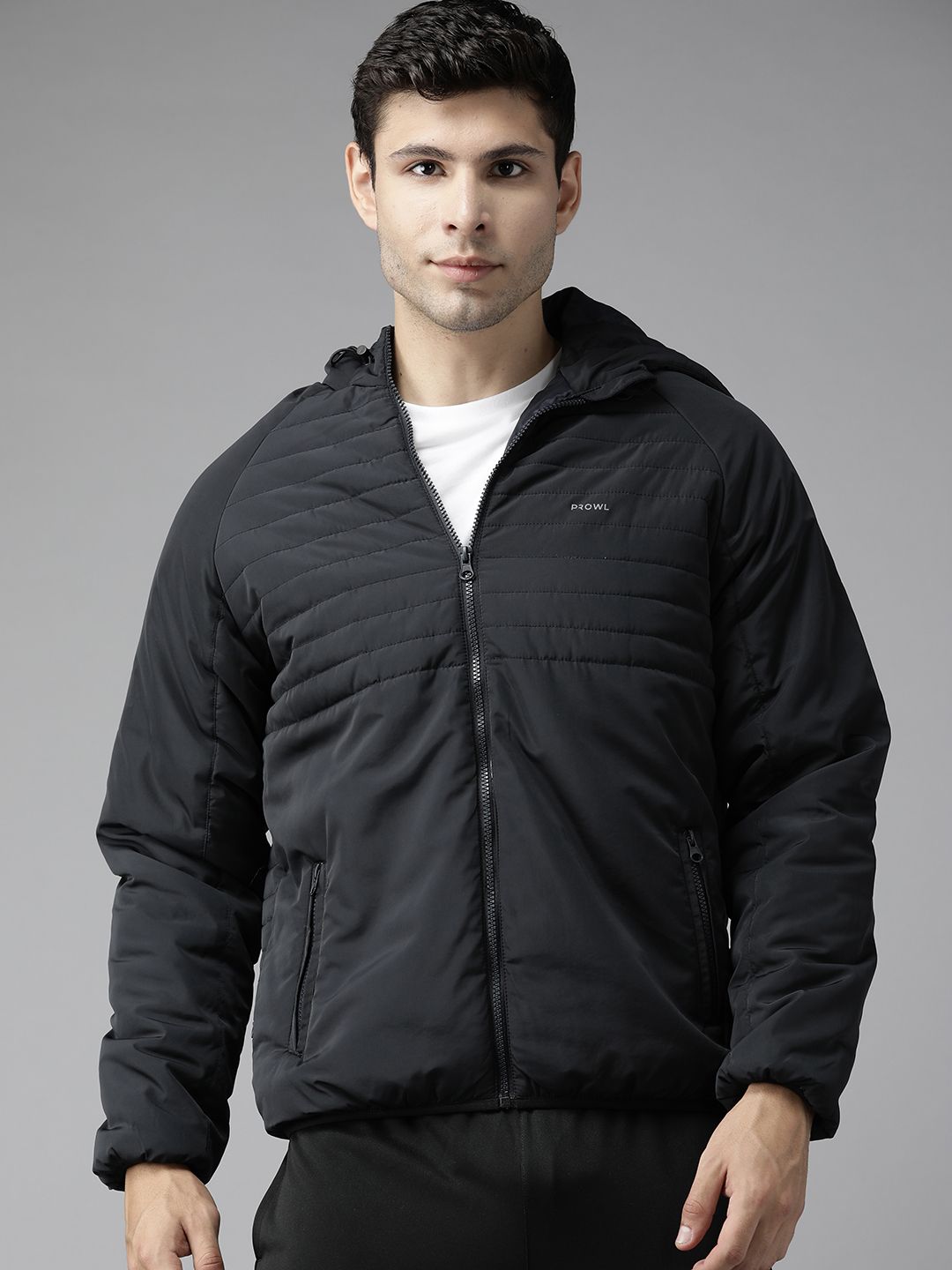 PROWL by Tiger Shroff Men Navy Blue Woven Padded Jacket - Price History