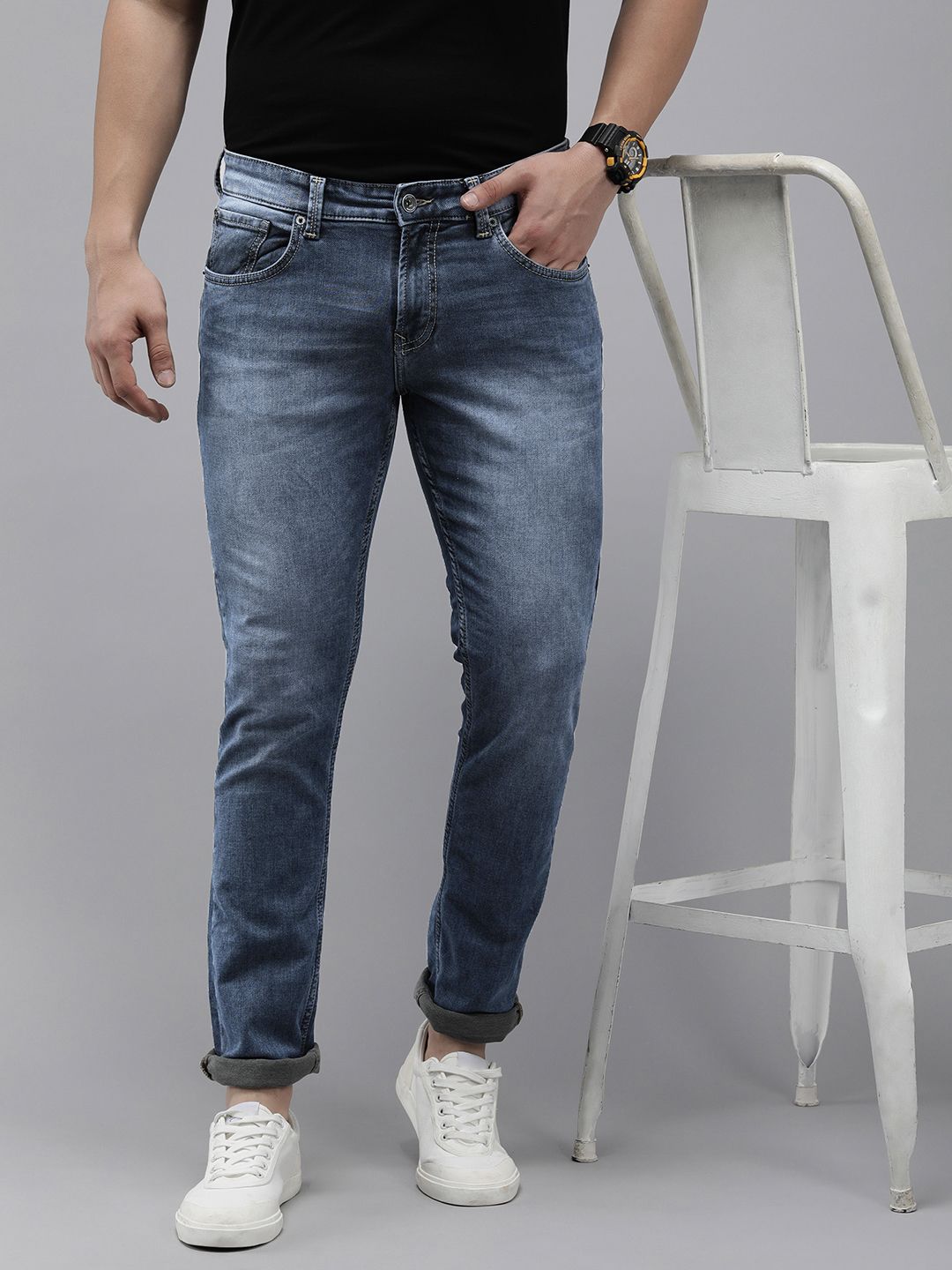 SPYKAR Men Slim Fit Low-Rise Heavy Fade Stretchable Jeans - Price History