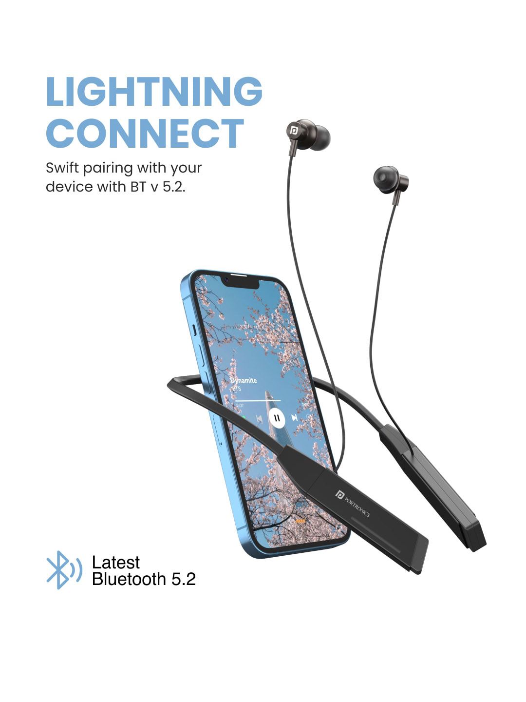 Portronics Black Printed Wireless Neckband Headphones - Price History