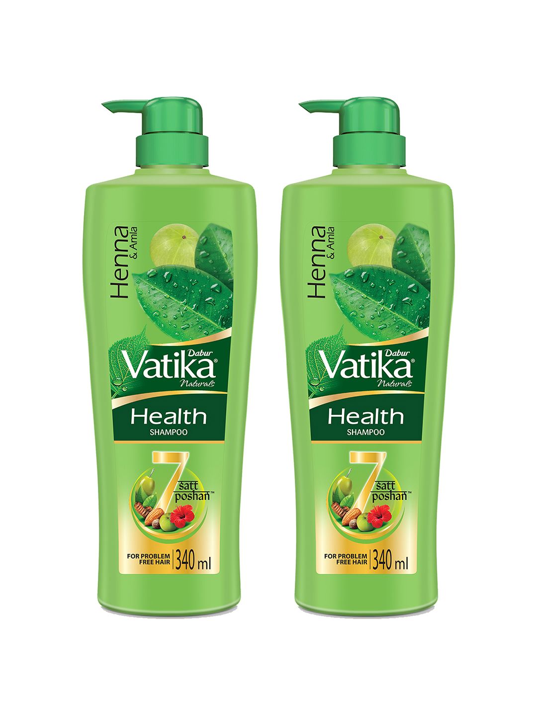 Dabur Set of 2 Vatika Health Shampoo with 7 Natural Ingredients - 340ml ...