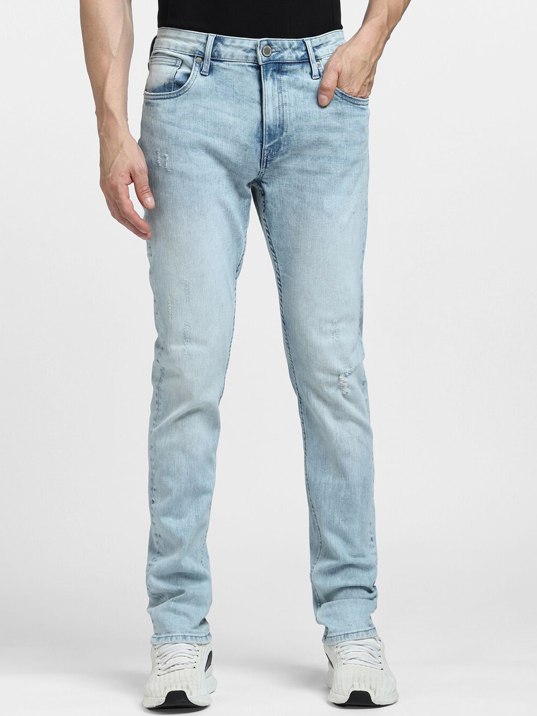 Jack & Jones Men Slim Fit Low-Rise Low Distress Jeans - Price History