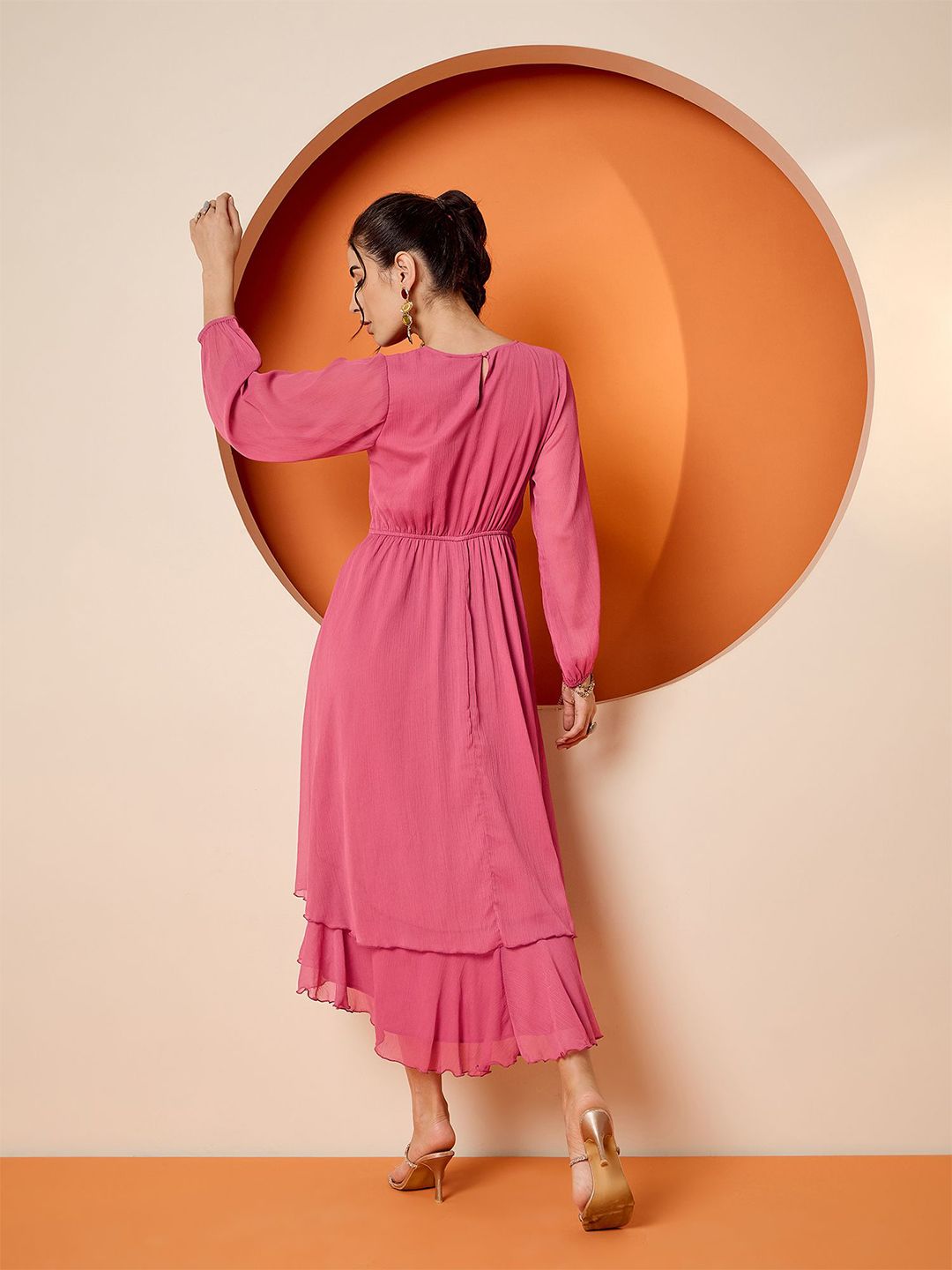 Buy Antheaa Embellished Puff Sleeve Chiffon Fit And Flare Dressna