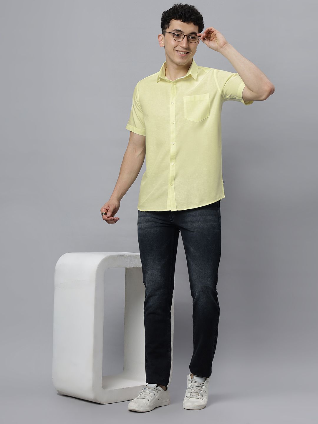 Buy Hence Men Spread Collar Solid Cotton Slim Fit Casual Shirt - Shirts ...