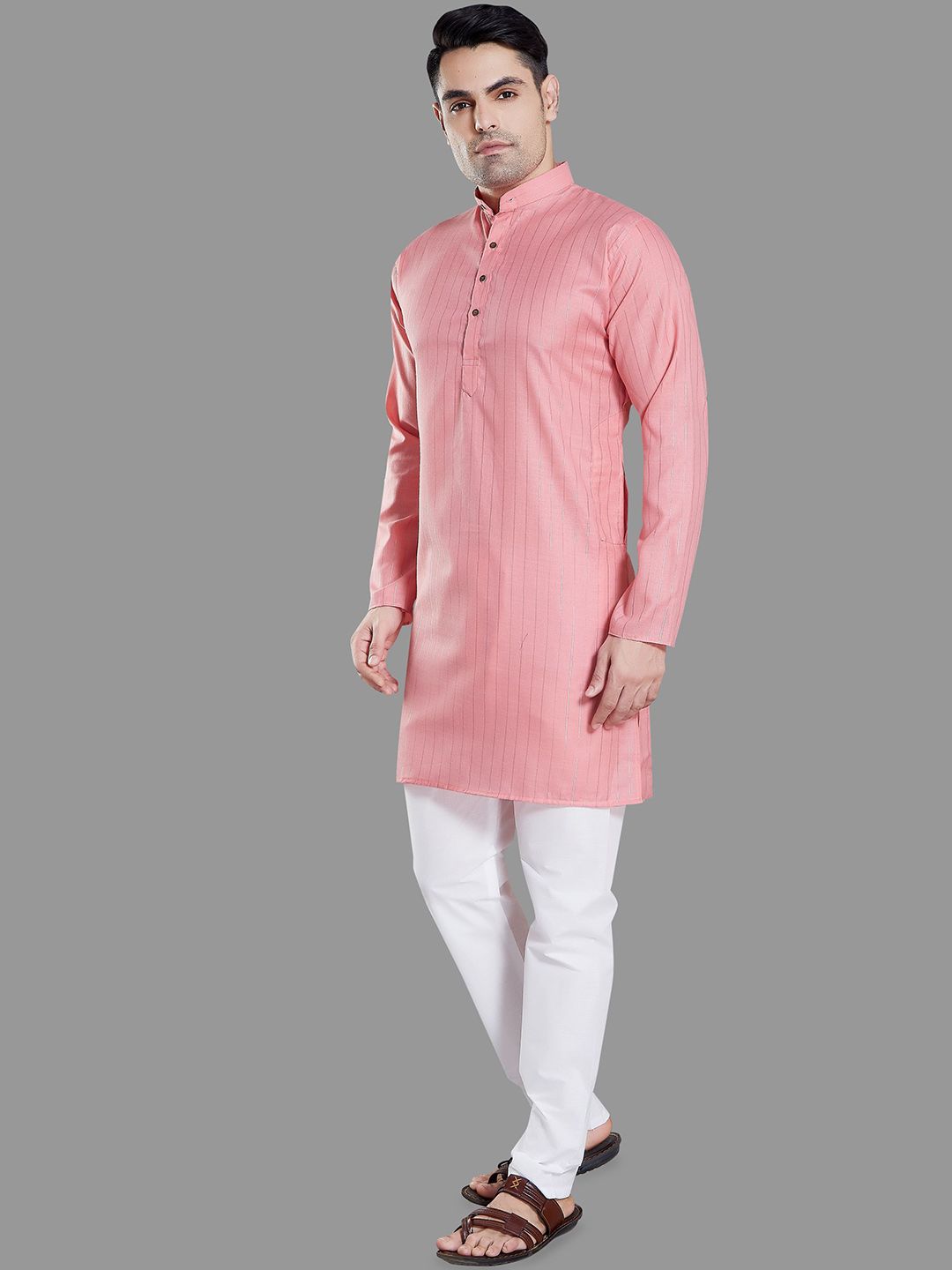 Buy DIVISIVE Men Striped Regular Kurta With Pyjamas - Kurta Sets for ...