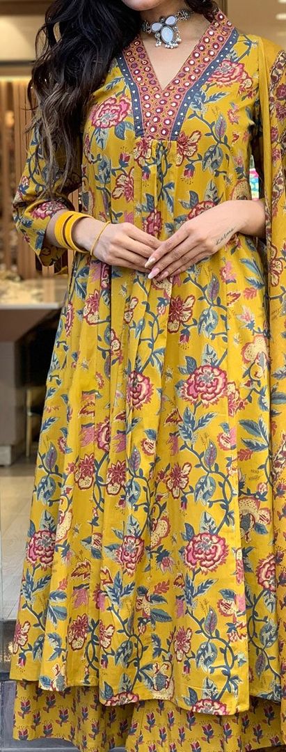 Buy Badrika Women Ethnic Motifs Printed Regular Kurta With Palazzos ...