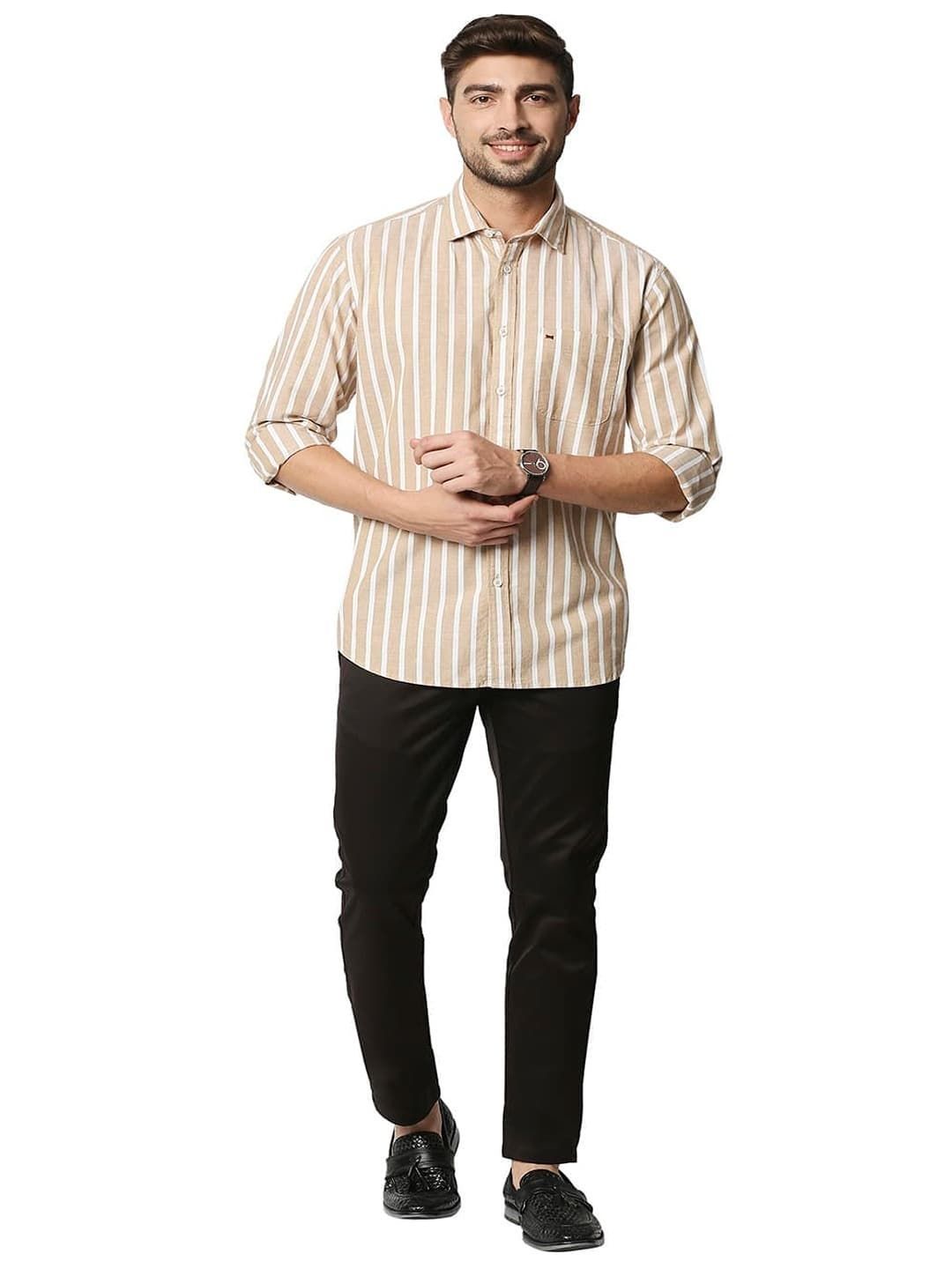 Buy Basics Men Tapered Fit High Rise Chinos Trousers - Trousers for Men ...