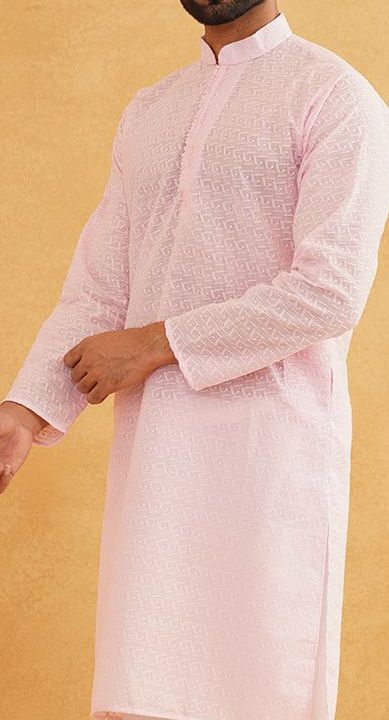 Buy SOJANYA Geometric Embroidered Mandarin Collar Pure Cotton Straight ...