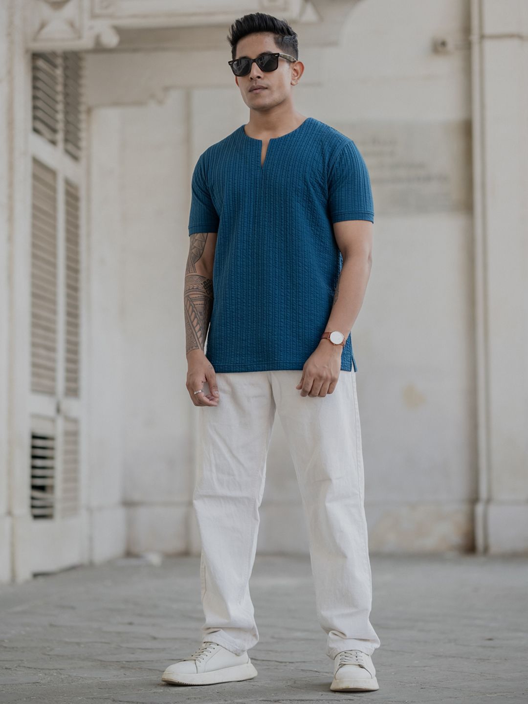 Buy Powerlook Men Self Design Round Neck Cotton T Shirt - Tshirts for ...