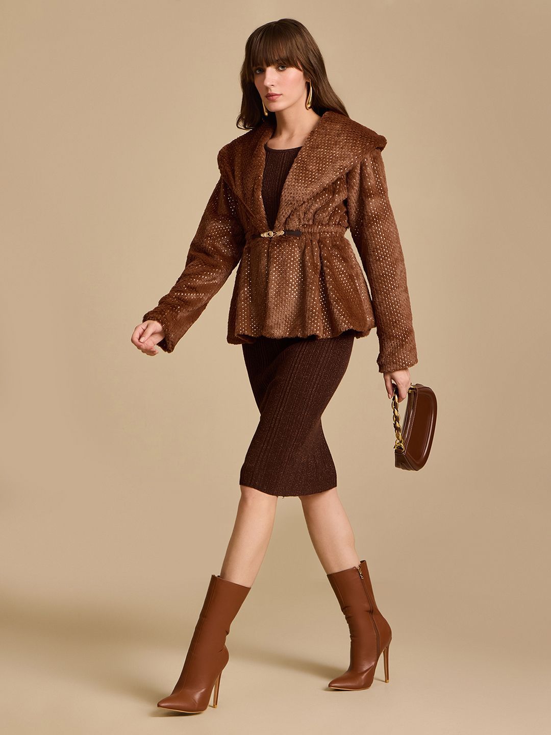 Buy Kazo Women Shawl Collar Self Design Formal Parka Jacket - Jackets ...