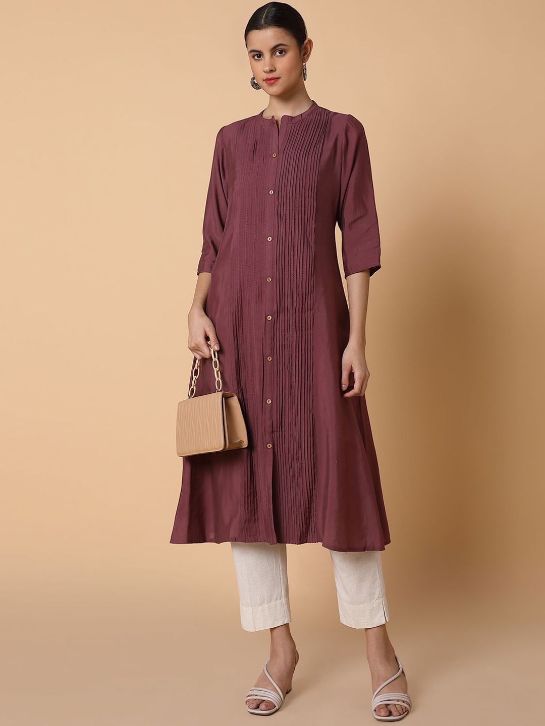 Buy SHOWOFF Mandarin Collar A Line Kurta - Kurtas for Women 30321360 ...