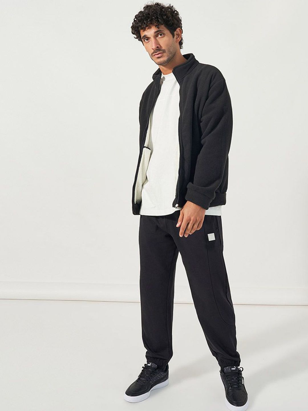 Buy Styli Men High Neck Fleece Jacket With Faux Fur Lining - Jackets ...