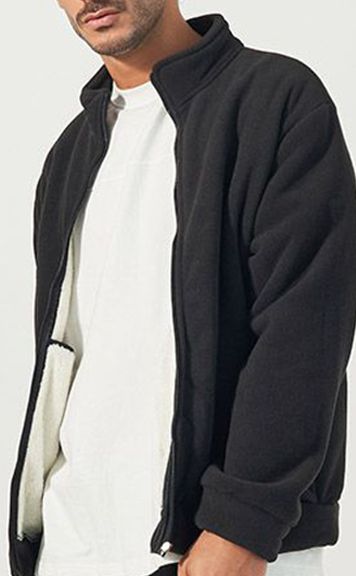 Buy Styli Men High Neck Fleece Jacket With Faux Fur Lining - Jackets ...